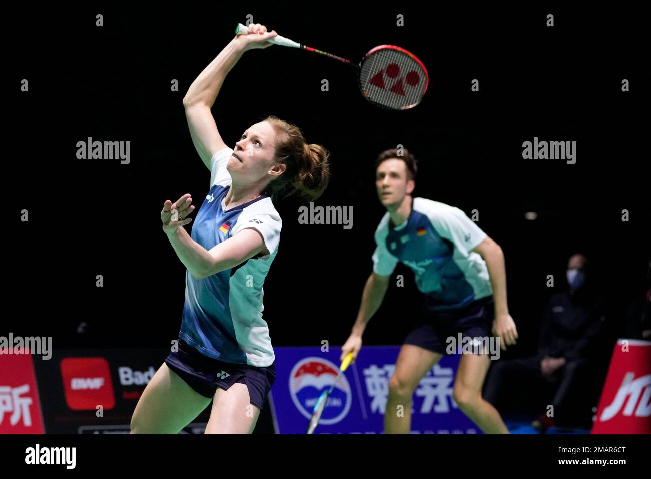 Germany's Mark Lamsfuss and Isabel Lohau compete during a badminton ...