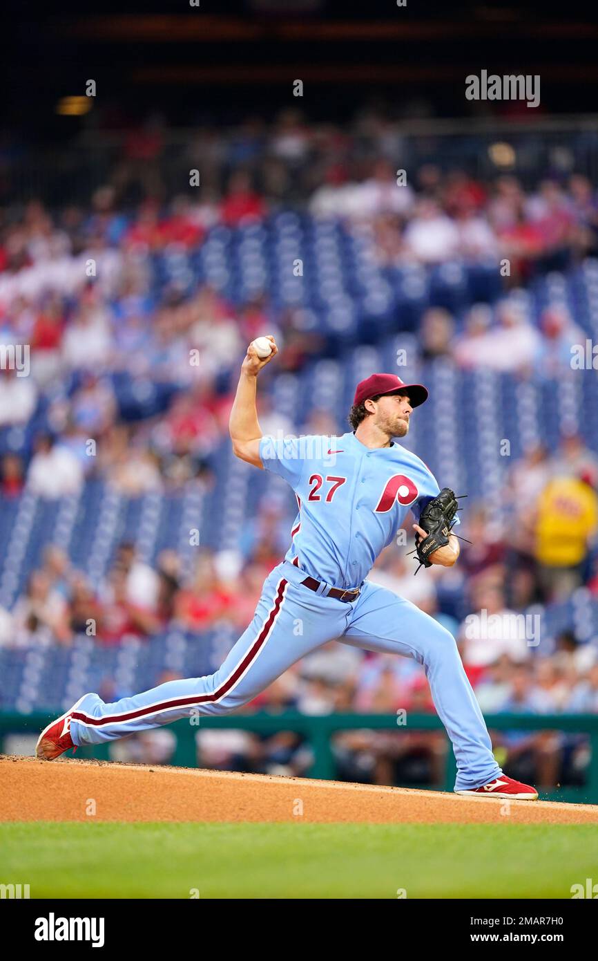 Philadelphia Phillies' Aaron Nola plays during a baseball game ...