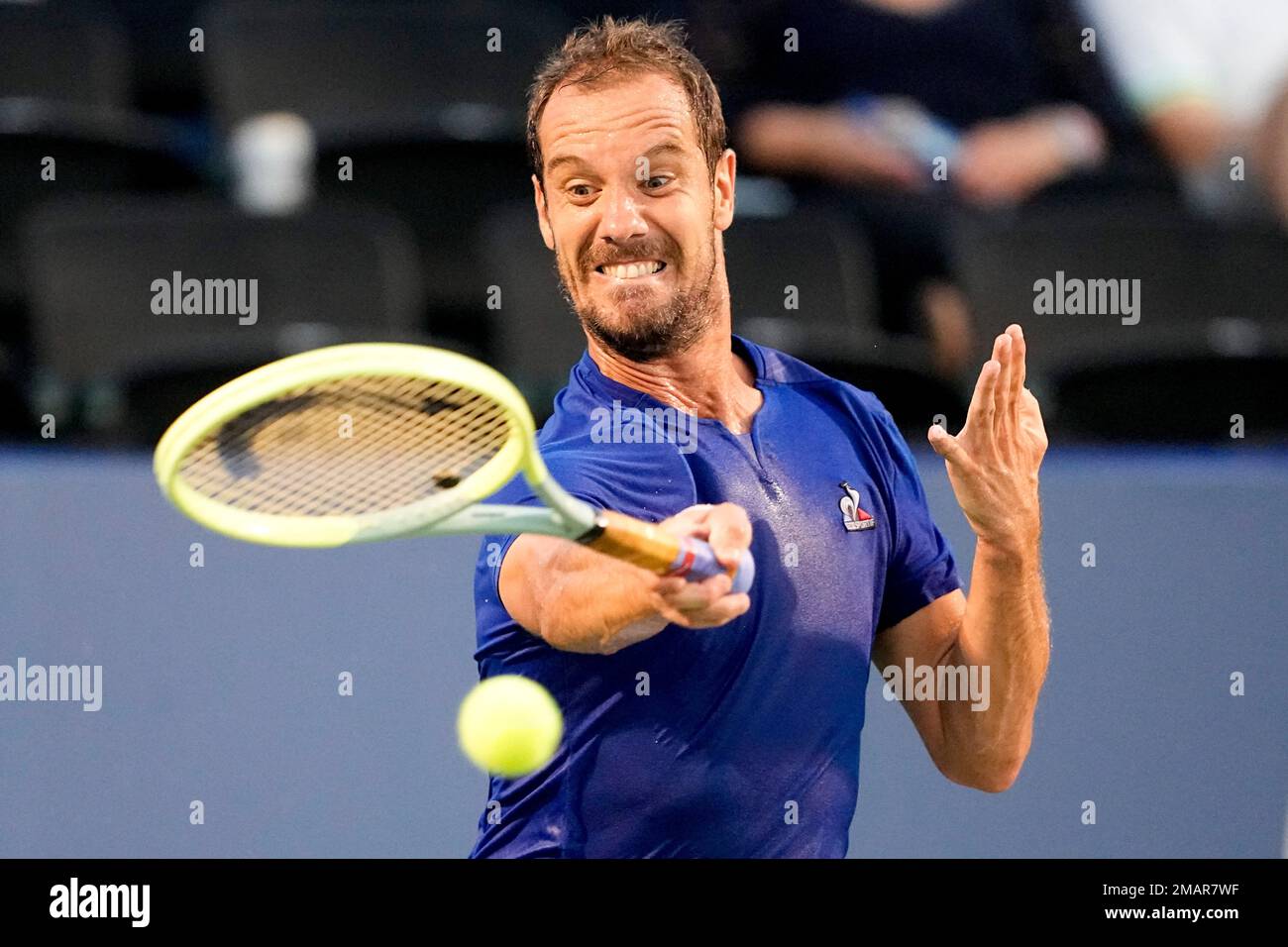 Laslo Djere, of Serbia, Richard Gasquet, of France, during the Winston ...