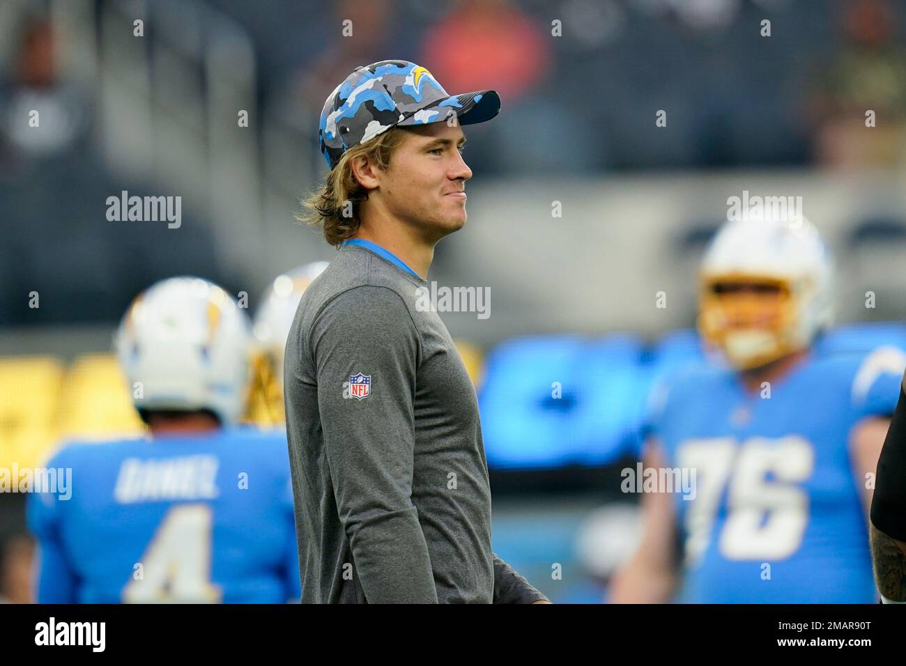 Los Angeles Chargers quarterback Justin Herbert before an NFL preseason ...