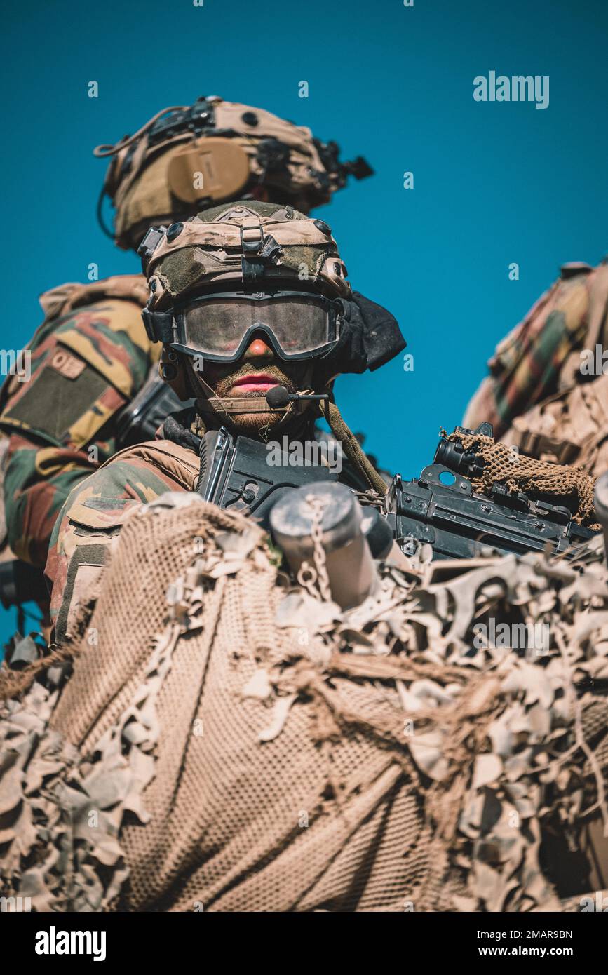 A Belgian Armed Forces soldier assigned to ISTAR COY observes the ...