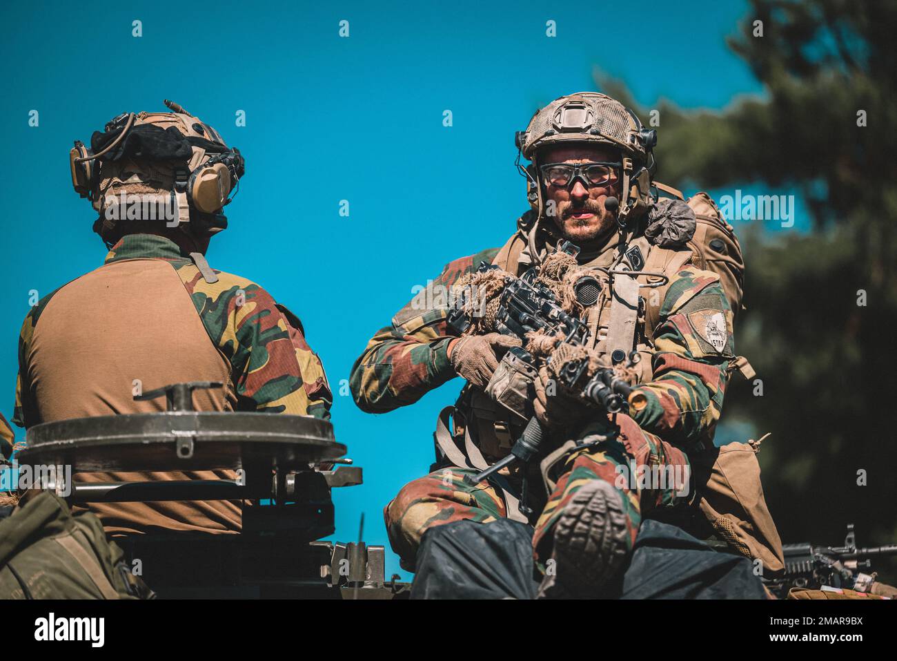 A Belgian Armed Forces soldier assigned to ISTAR COY observes the ...