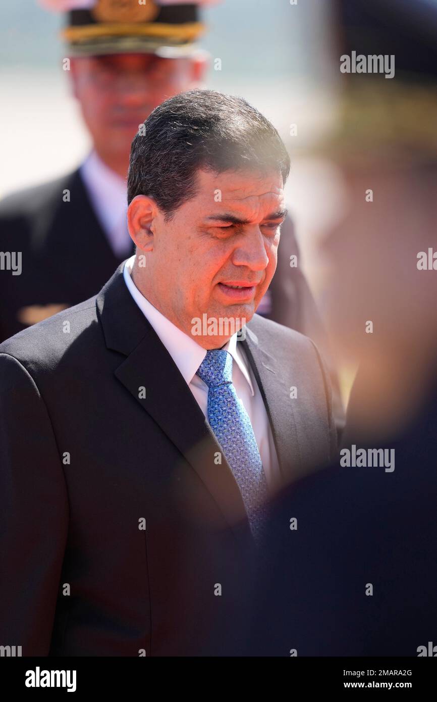 Vice President Hugo Velazquez attends the departure ceremony for President Mario Abdo Benitez ...