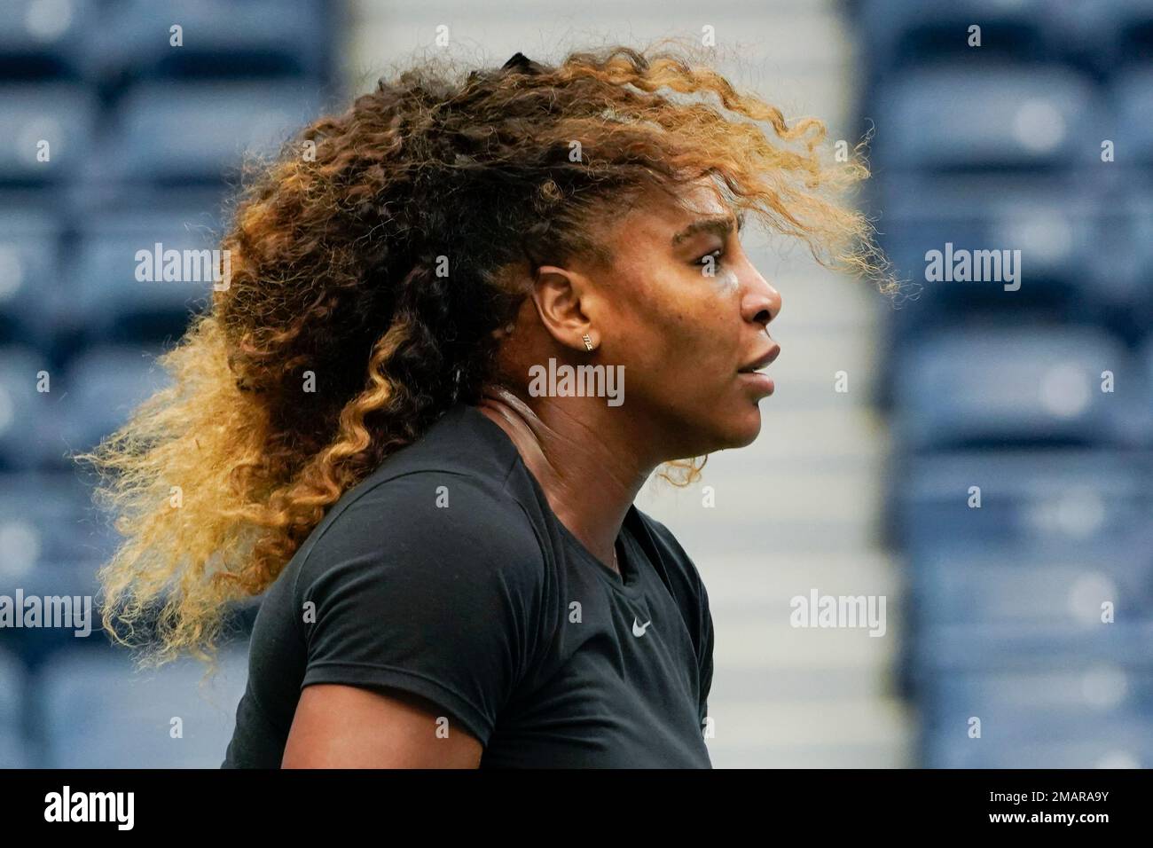 Serena Williams practices at Arthur Ashe Stadium before the start of ...