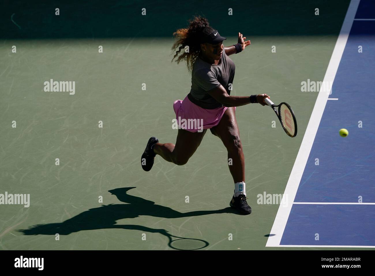 Serena Williams practices at Arthur Ashe Stadium before the start of ...