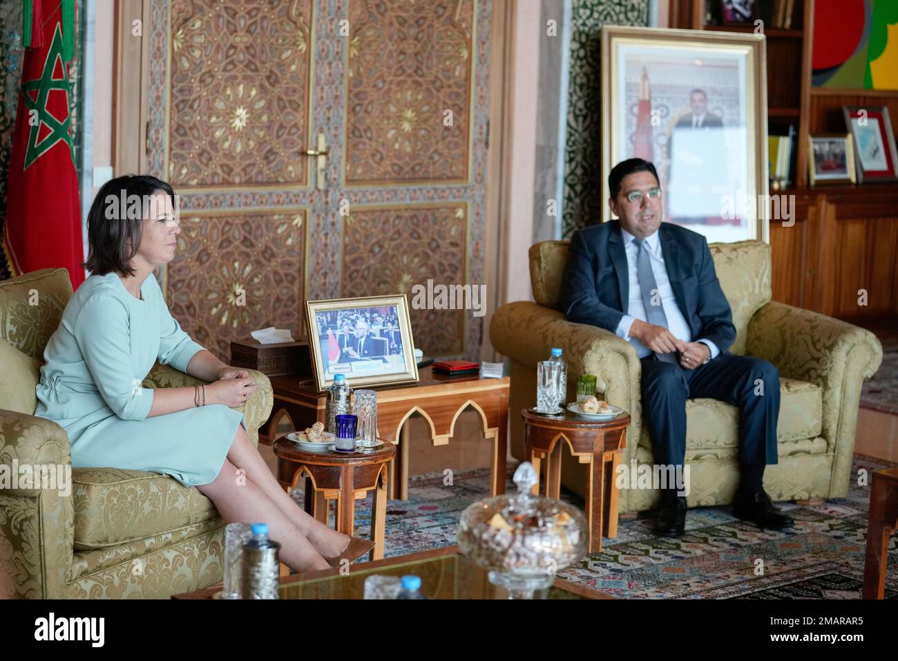 German Foreign Minister Annalena Baerbock, left, meets with Moroccan ...