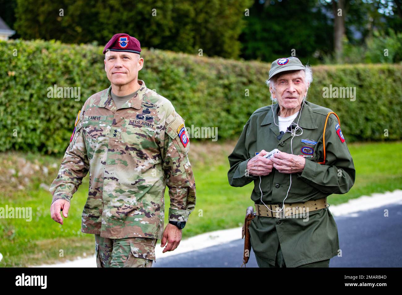 U.S. Army Veteran Robert Heurgue tours his old drop zone with Maj. Gen ...