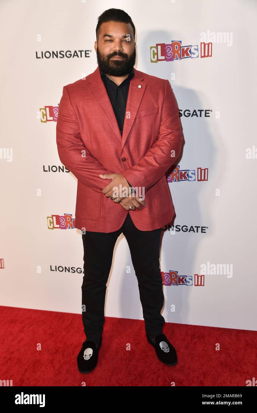 Adrian Dev arrives at the premiere of "Clerks III" on Wednesday, Aug. 24, 2022, at the TCL ...