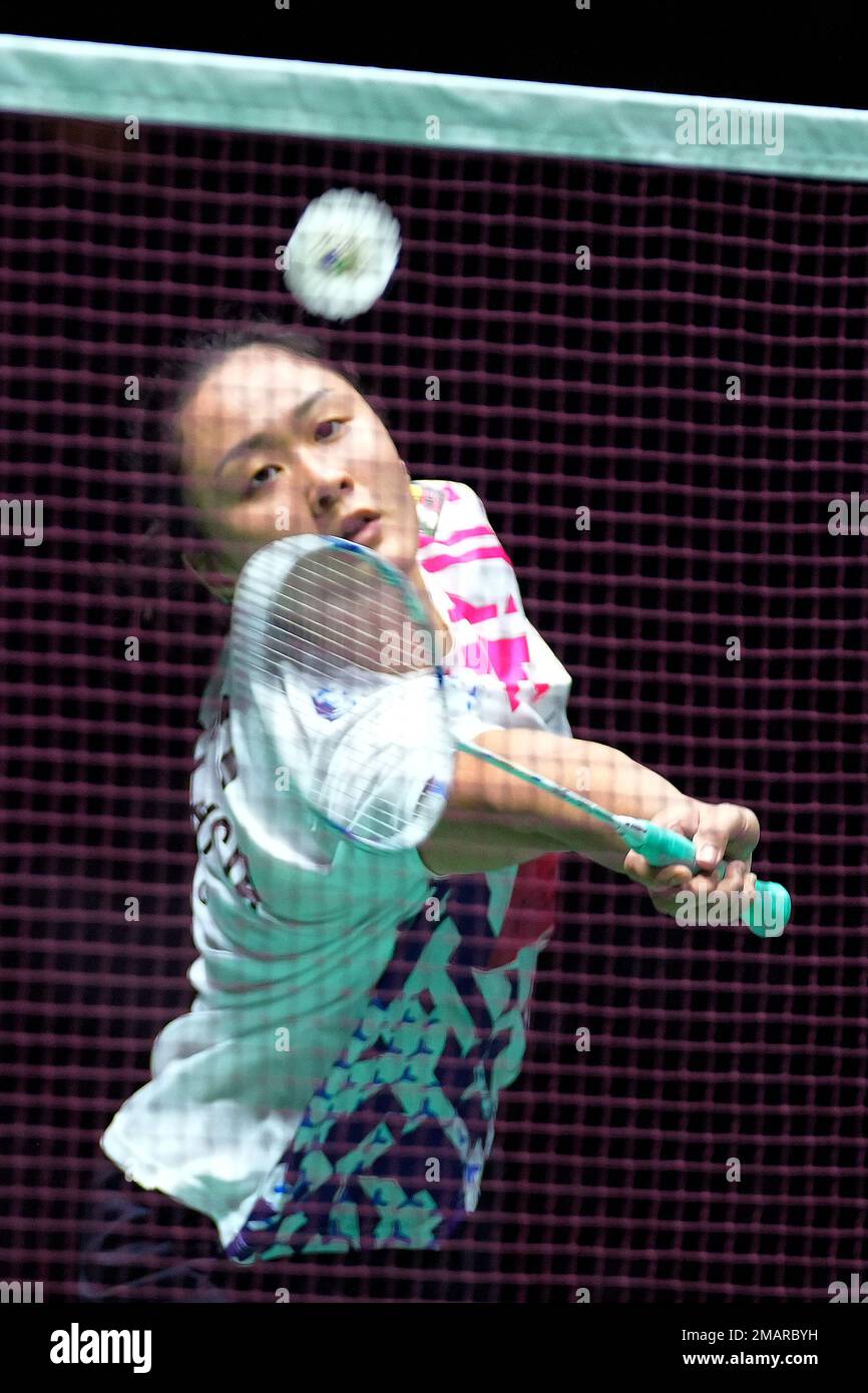 Lim Chiew Sien of Malaysia, with Vivian Hoo, plays a return during a ...