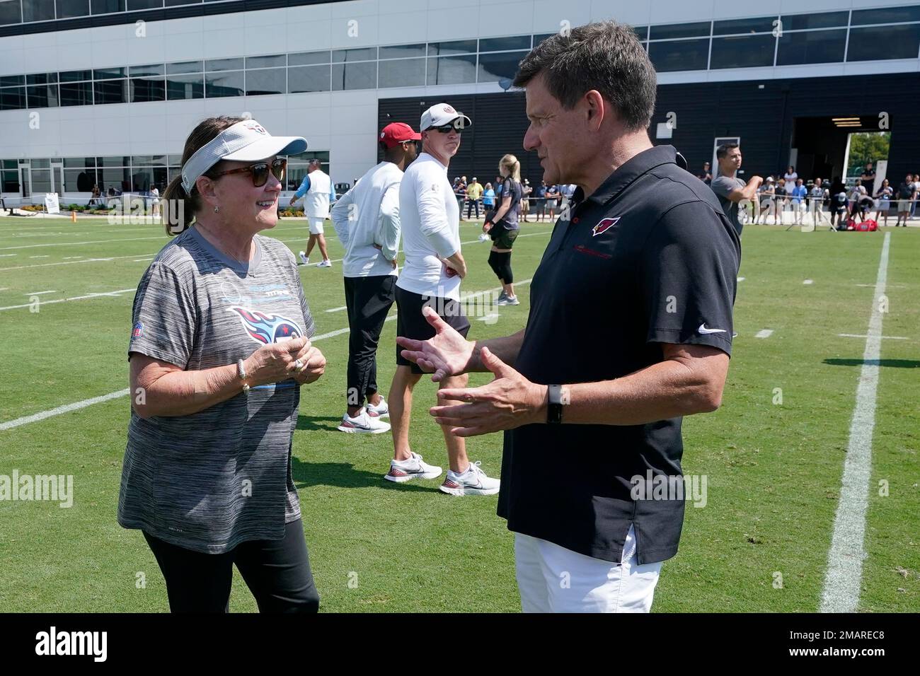 Tennessee Titans owner Amy Adams Strunk talks with Arizona Cardinals ...
