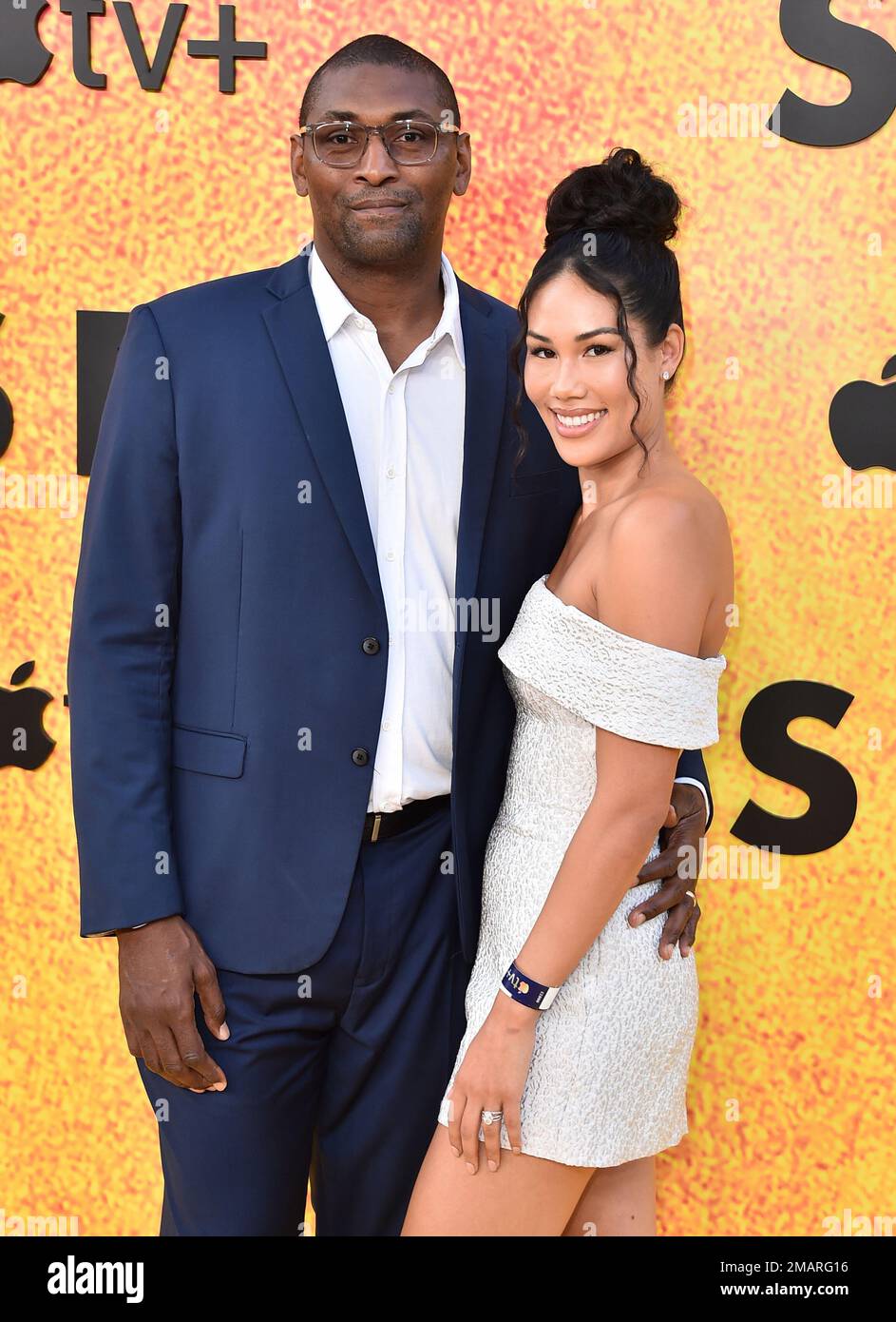 Metta World Peace and Maya Sandiford Artest arrive at the premiere of ...