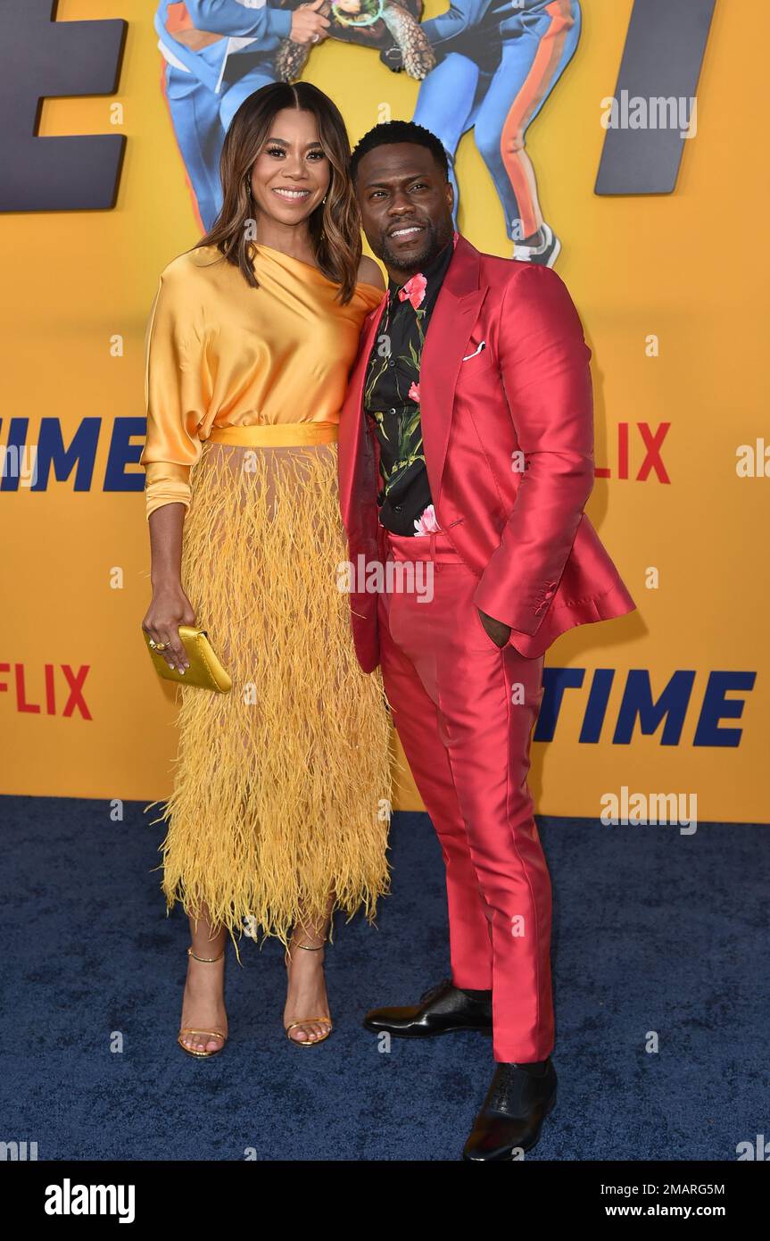 Regina Hall, left, and Kevin Hart arrive at the premiere of "Me Time ...