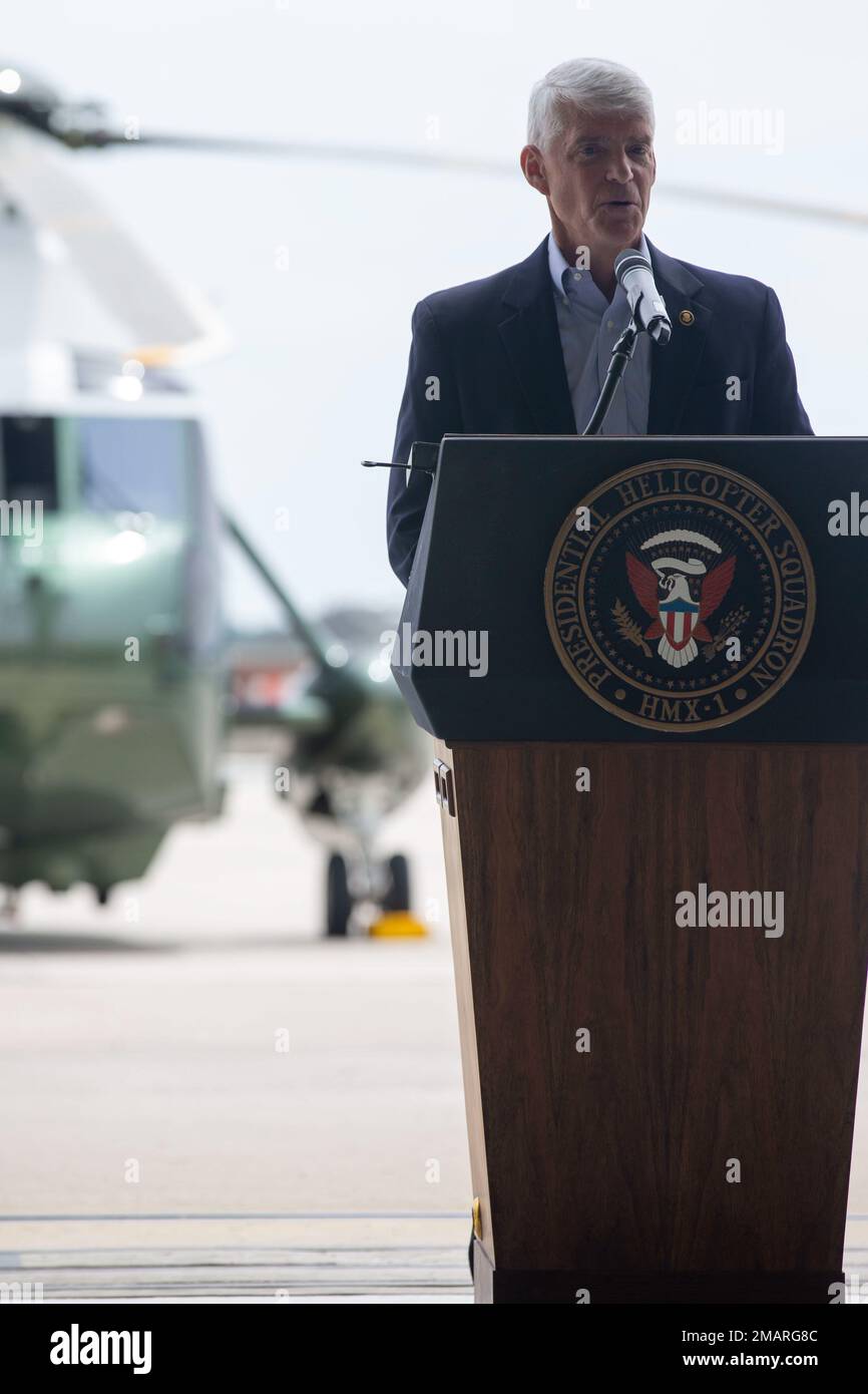 U.S. Marine Corps Col. Kevin H. Wild, retired, gives his remarks during ...