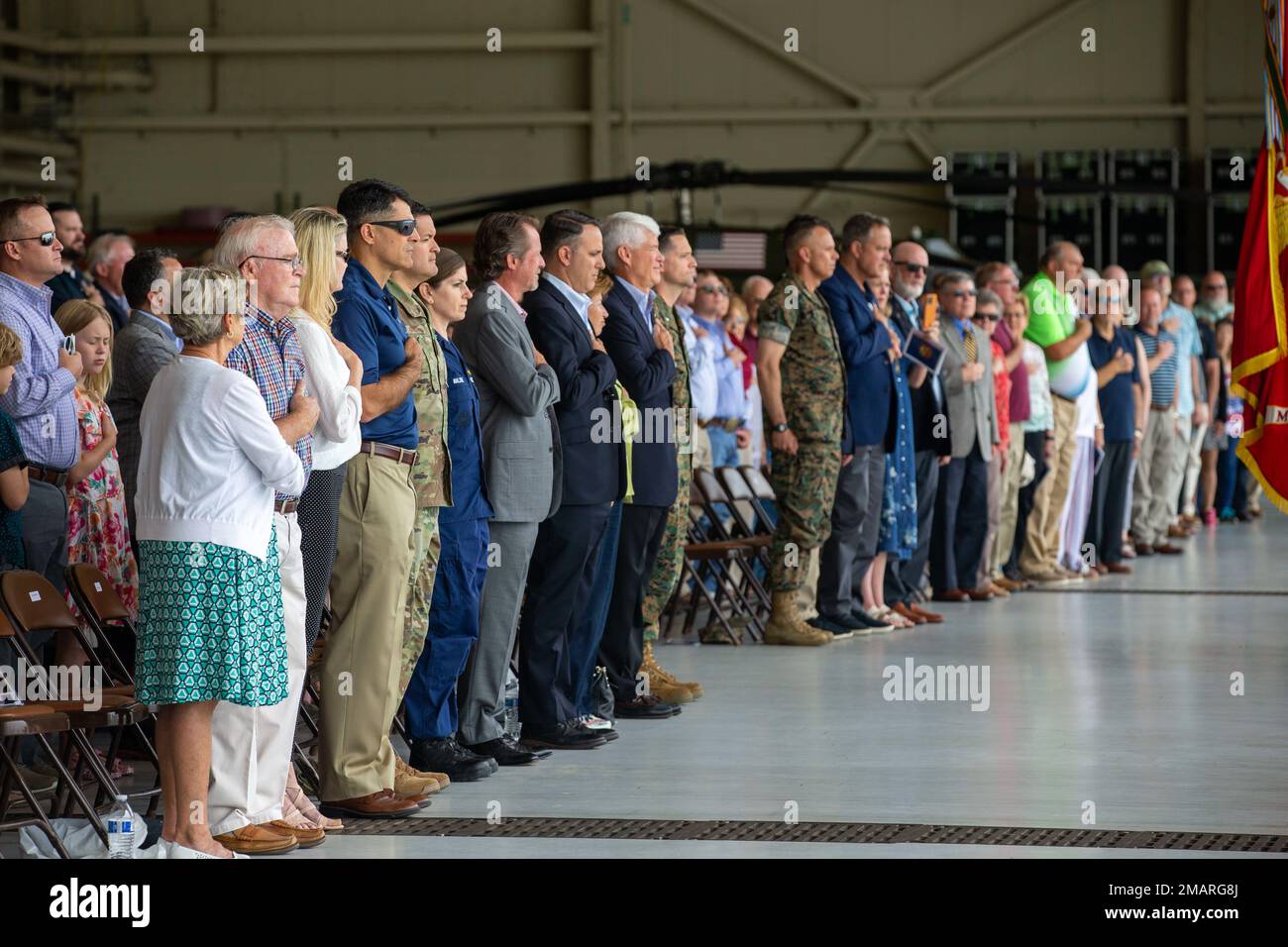 U.S. service members, veterans and civilian employees attend the Marine ...