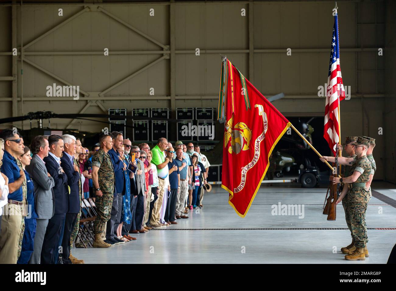 U.S. service members, veterans and civilian employees attend the Marine ...