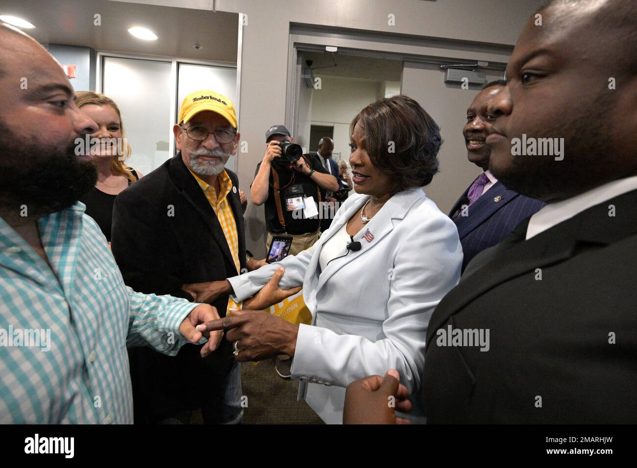 U.S. Rep. Val Demings, D-Fla., center, the Democratic candidate for the ...