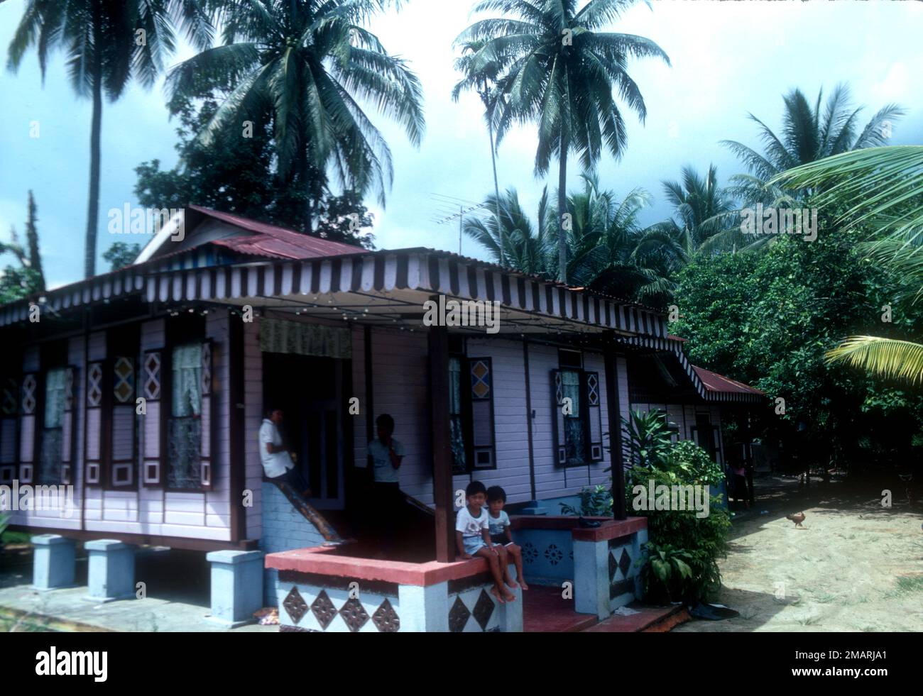 A traditional house in a Malay kampong, Singapore 1975 Stock Photo - Alamy