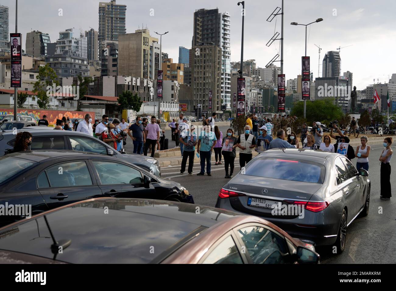 Relatives of victims of the deadly 2020 Beirut port explosion block a ...