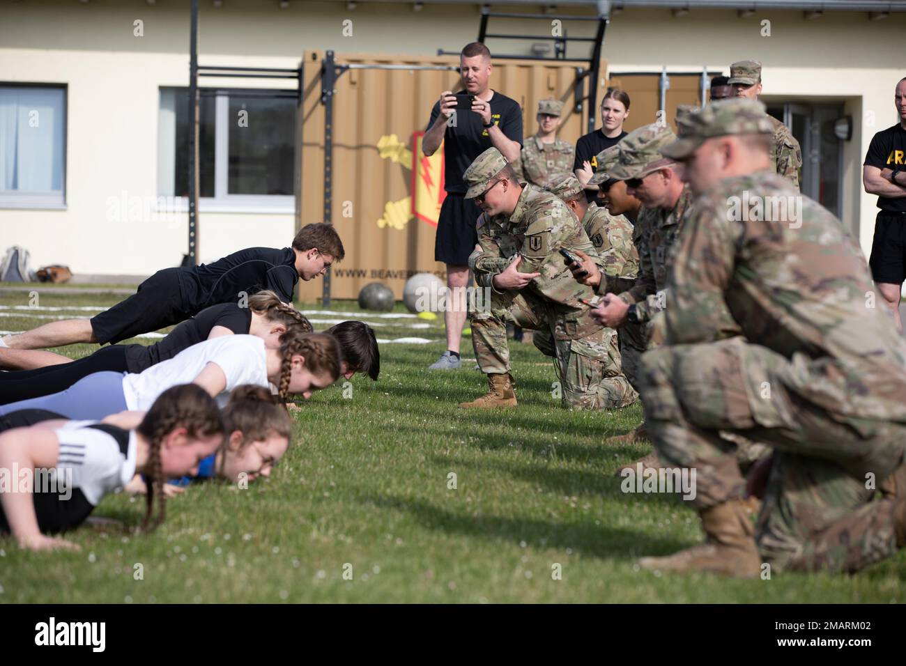 Students from Pegnitz Gymnasium and Soldiers from Alpha Battery, 1st ...