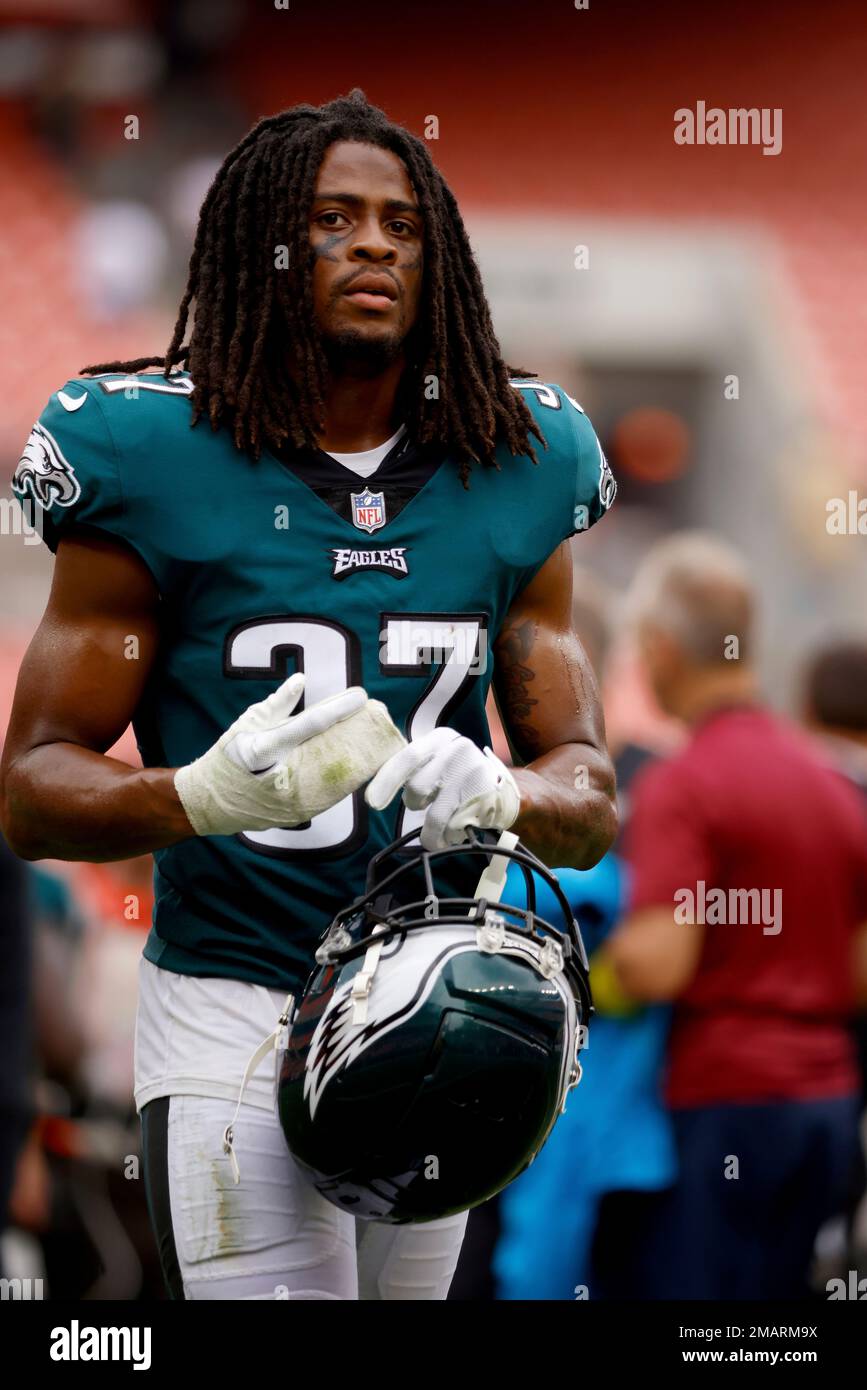 Philadelphia Eagles cornerback Mac McCain III (37) walks off of the field during an NFL ...