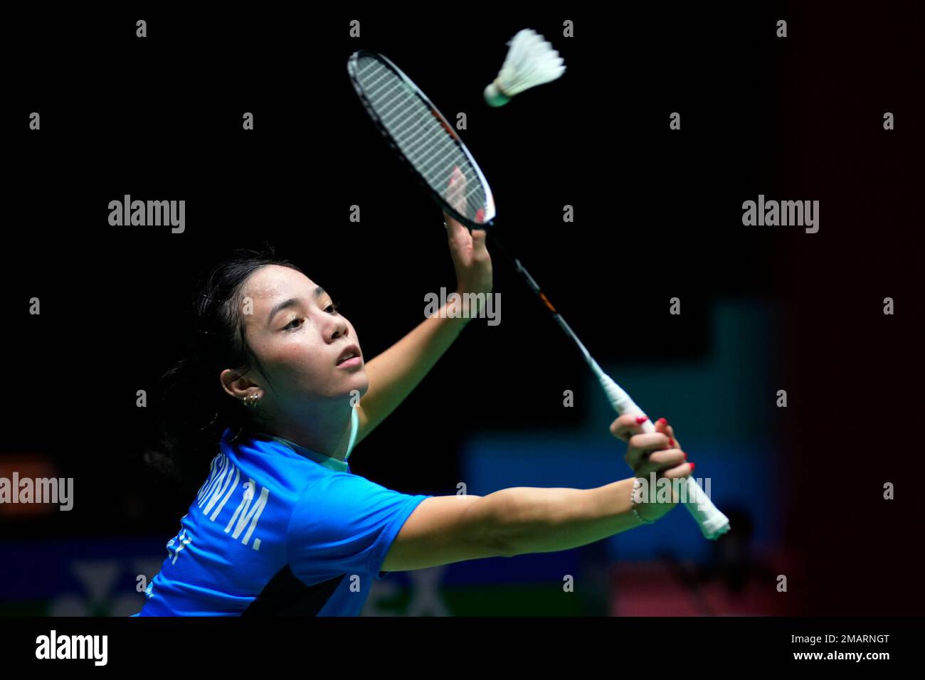 Martina Corsini of Italy, with Judith Mair, plays a return in a ...