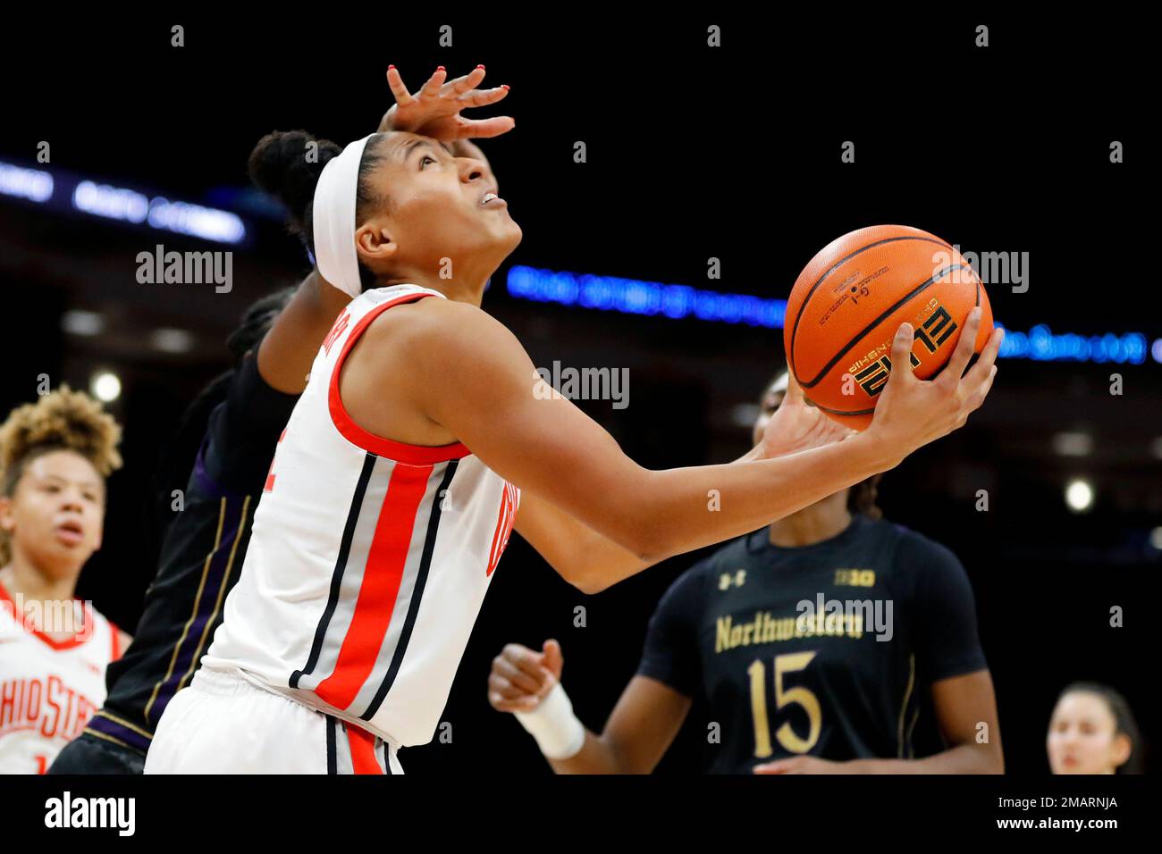 Ohio State forward Taylor Thierry (2) looks to score during the second ...