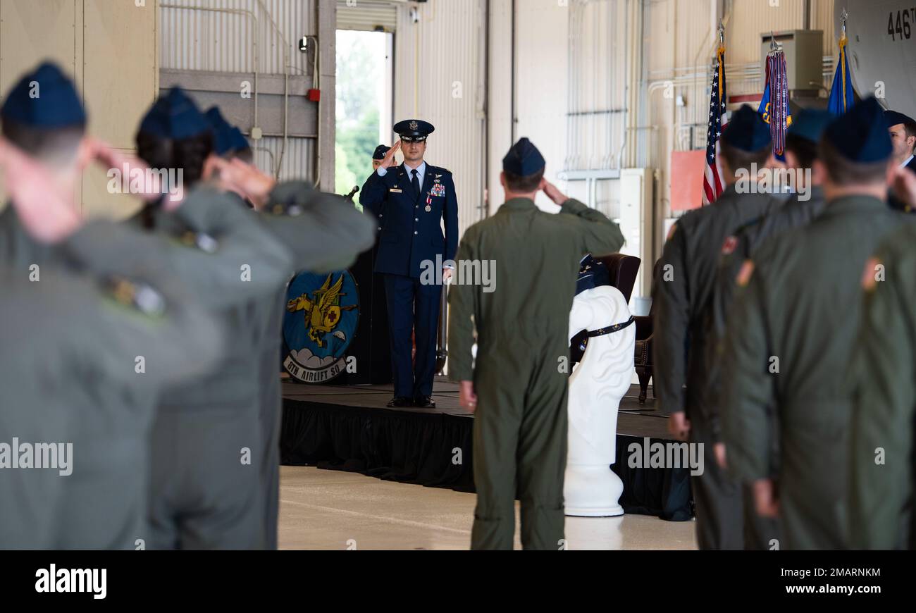 U.S. Air Force Lt. Col. Kyle Stewart, outgoing commander of the 8th ...