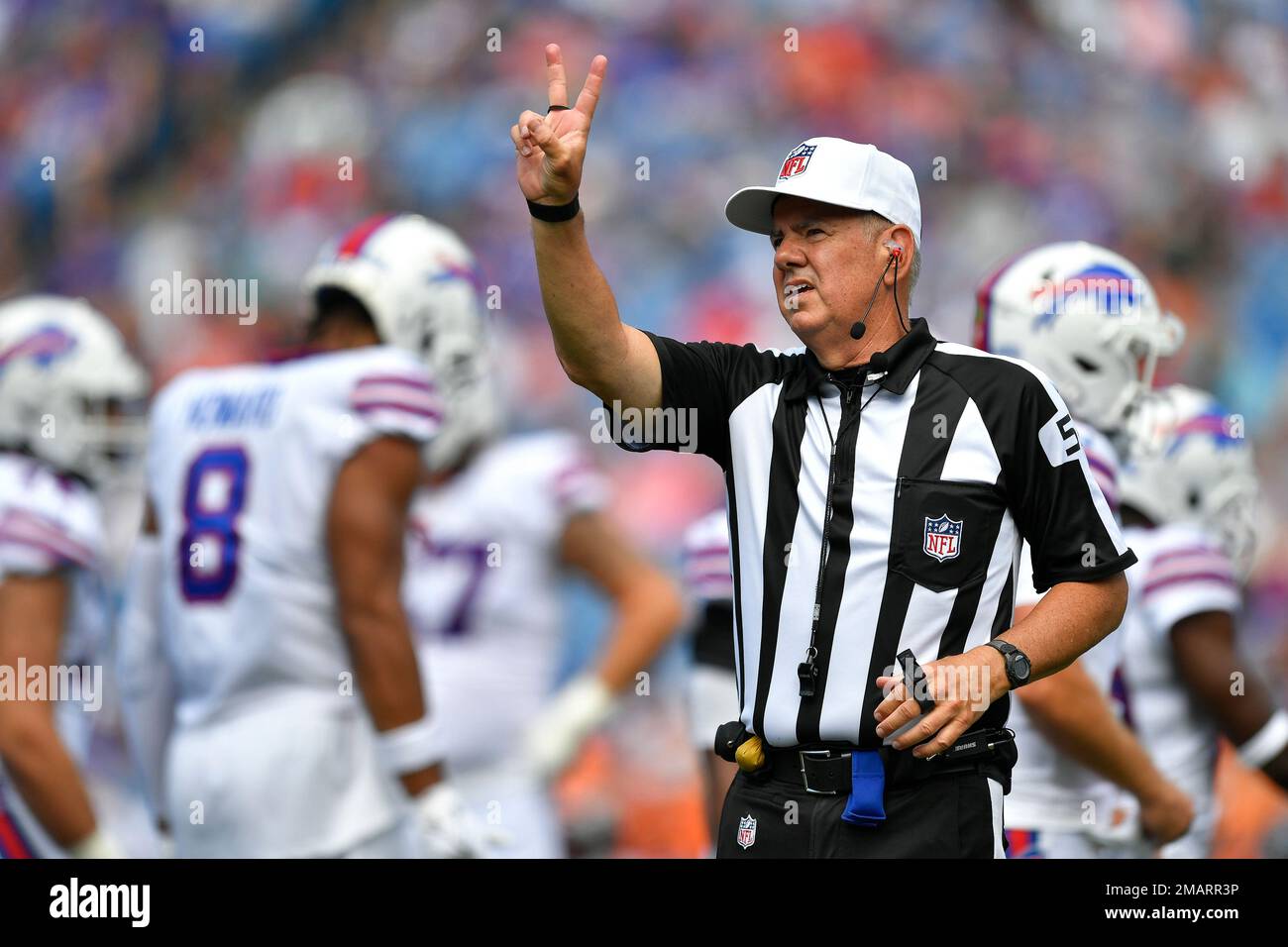 Referee Bill Vinovich signals second down during the first half of a ...