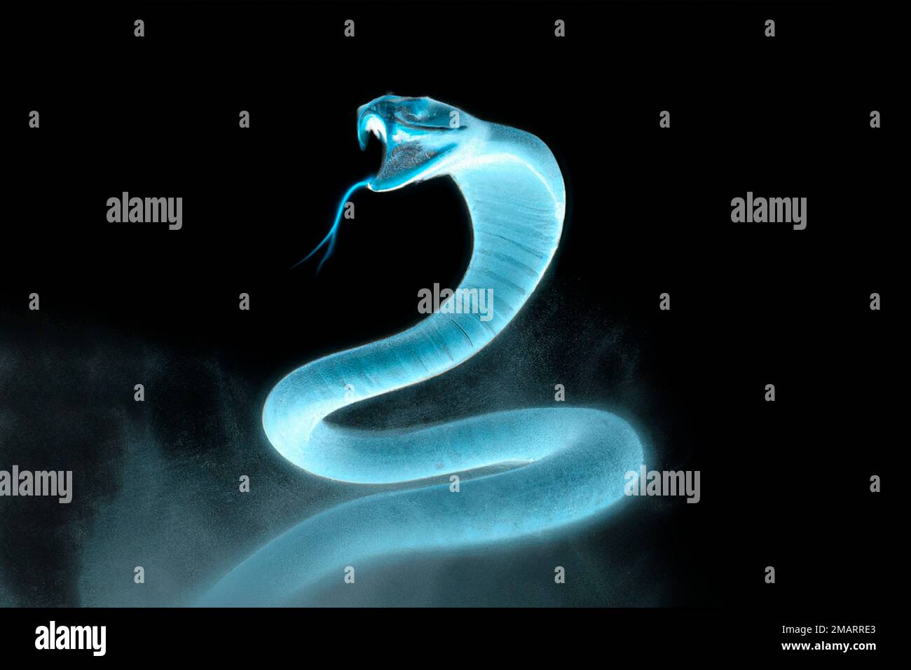 graphic illustration of a fantasy celestial viper on a black background ...