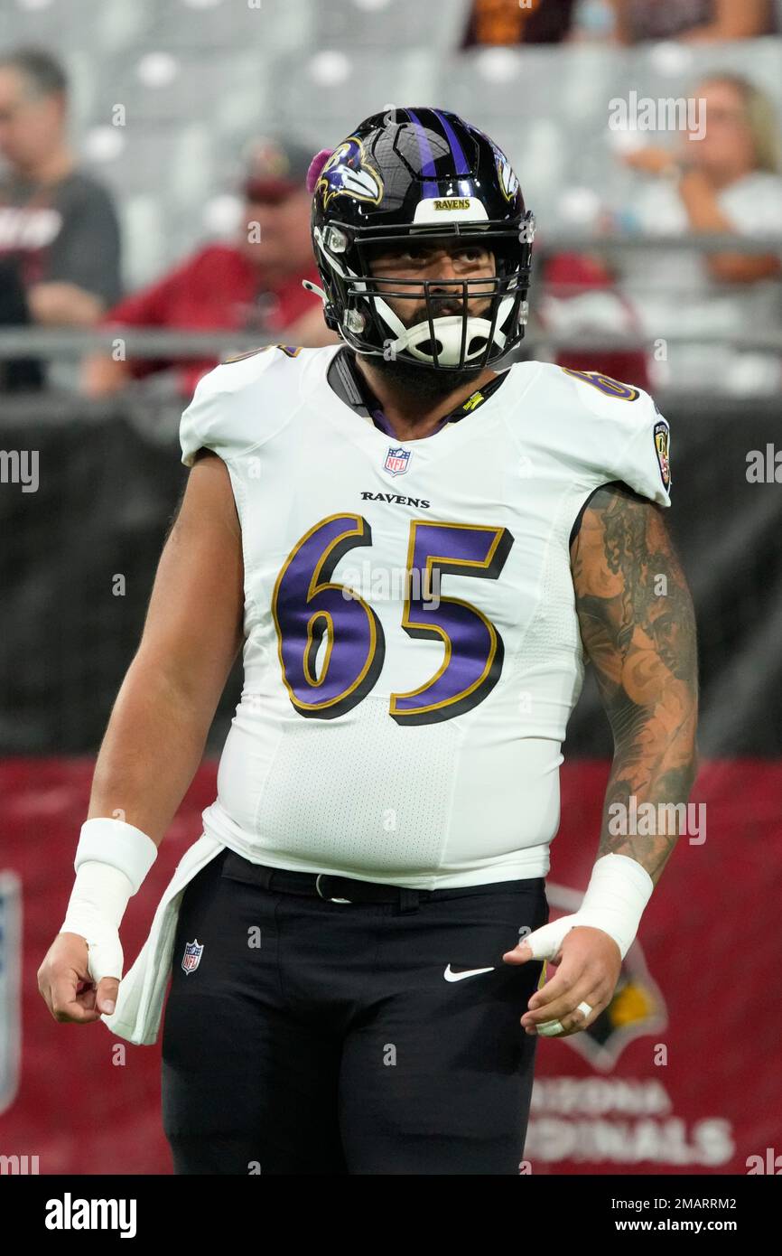 Baltimore Ravens guard Patrick Mekari (65) during the first half of an ...