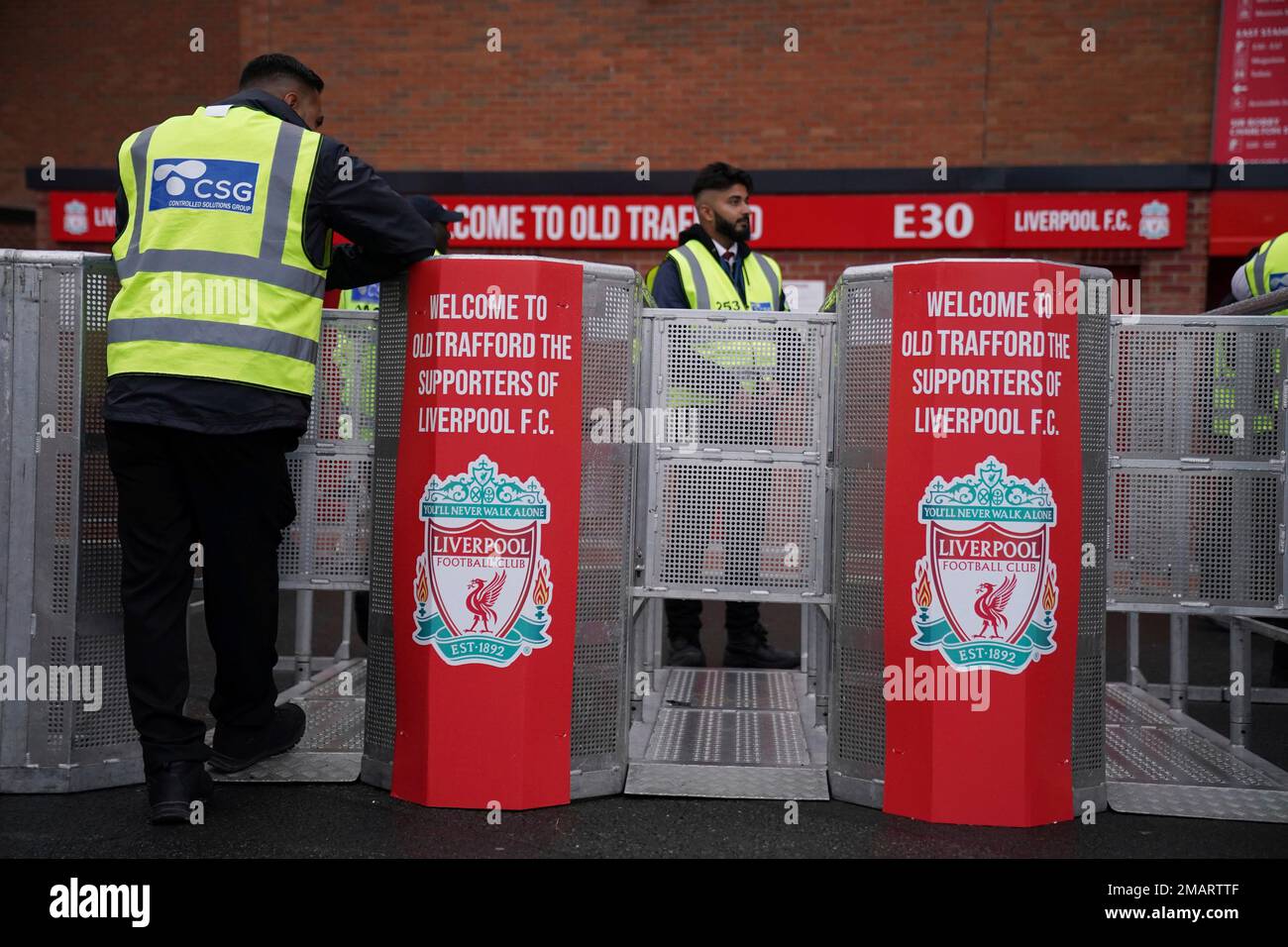 Police officers patrol before the English Premier League soccer match ...