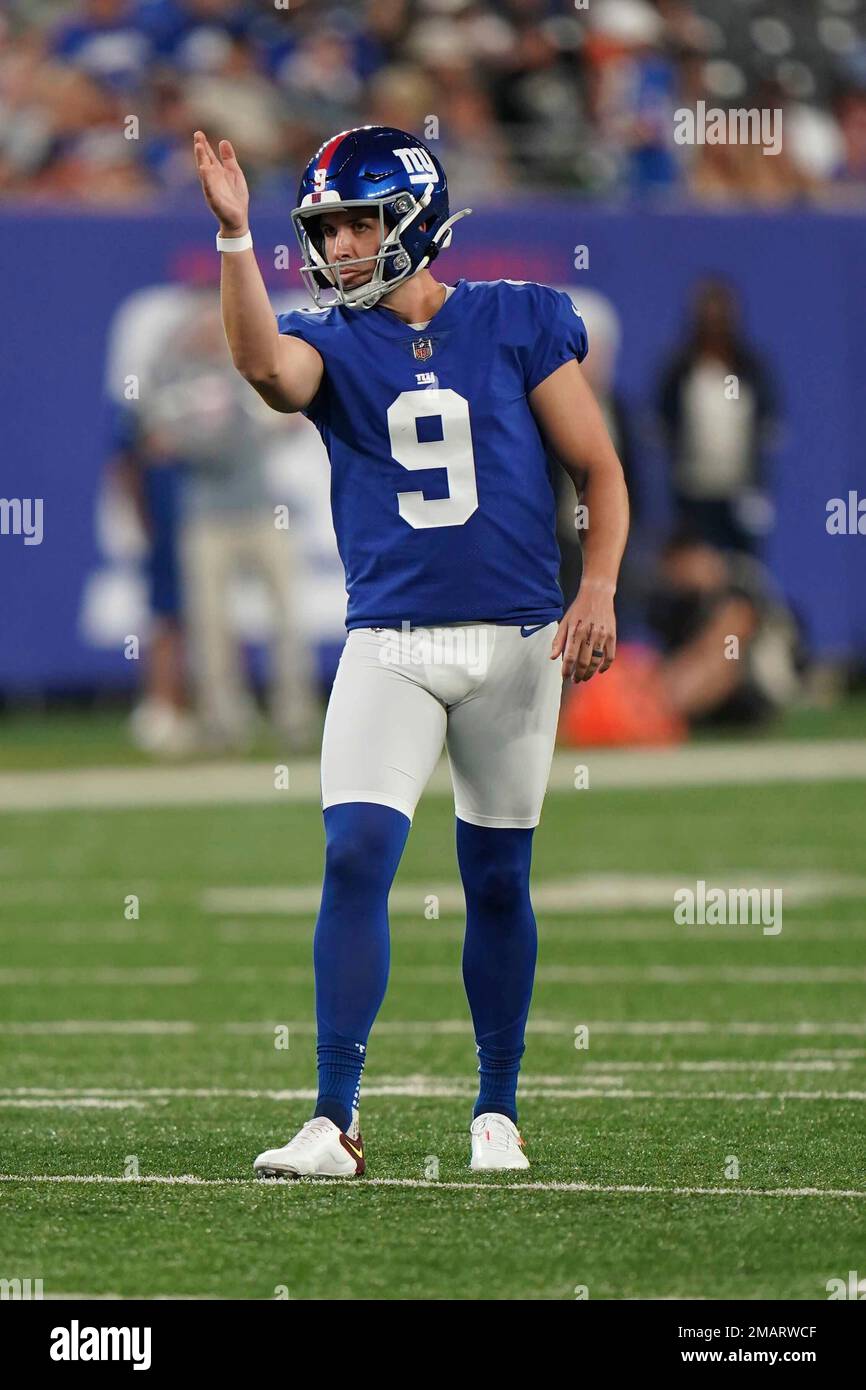 New York Giants place kicker Graham Gano (9) during an NFL preseason ...