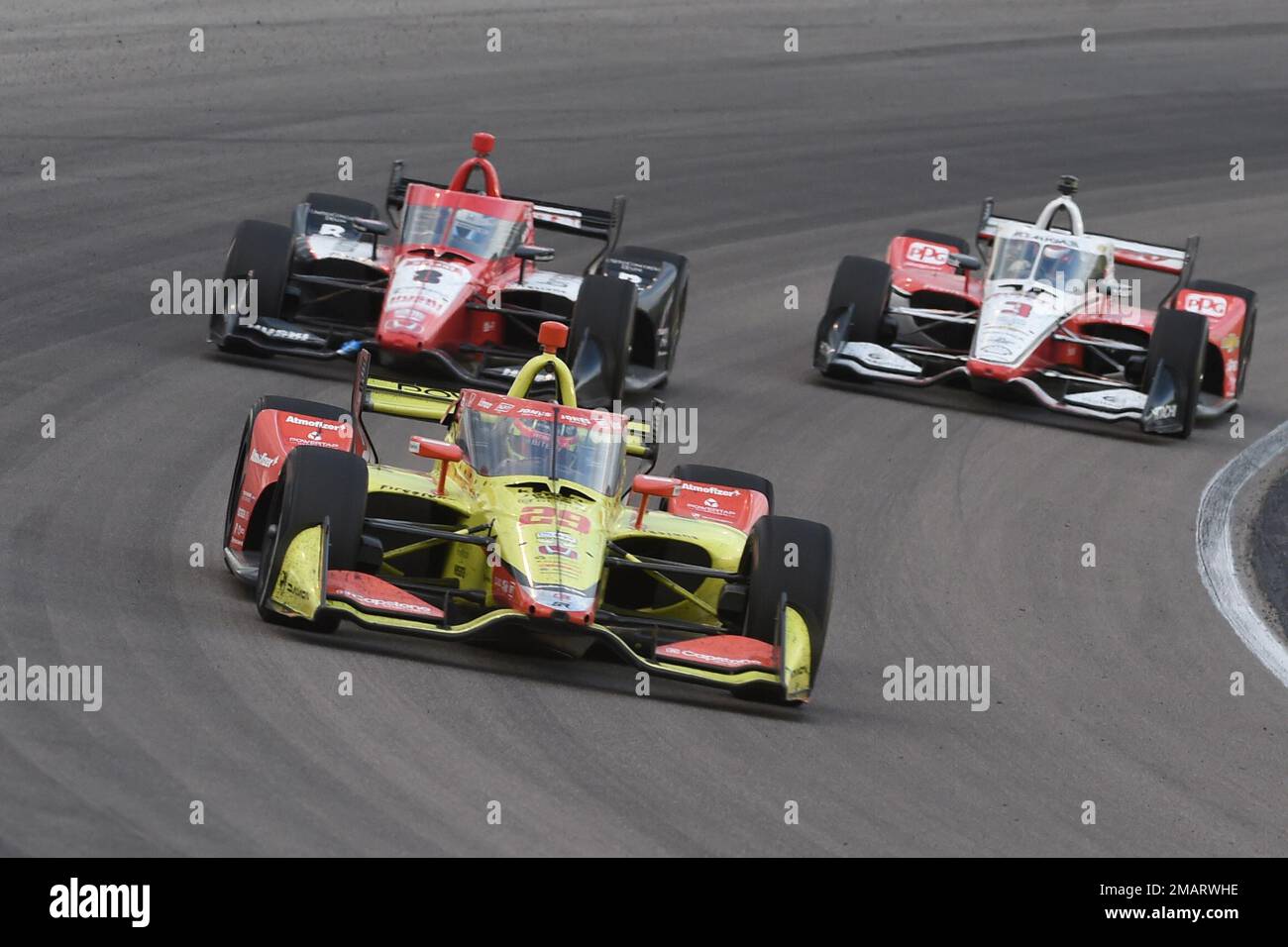 Devlin DeFrancesco (29) enters turn 4 during an IndyCar auto race at ...