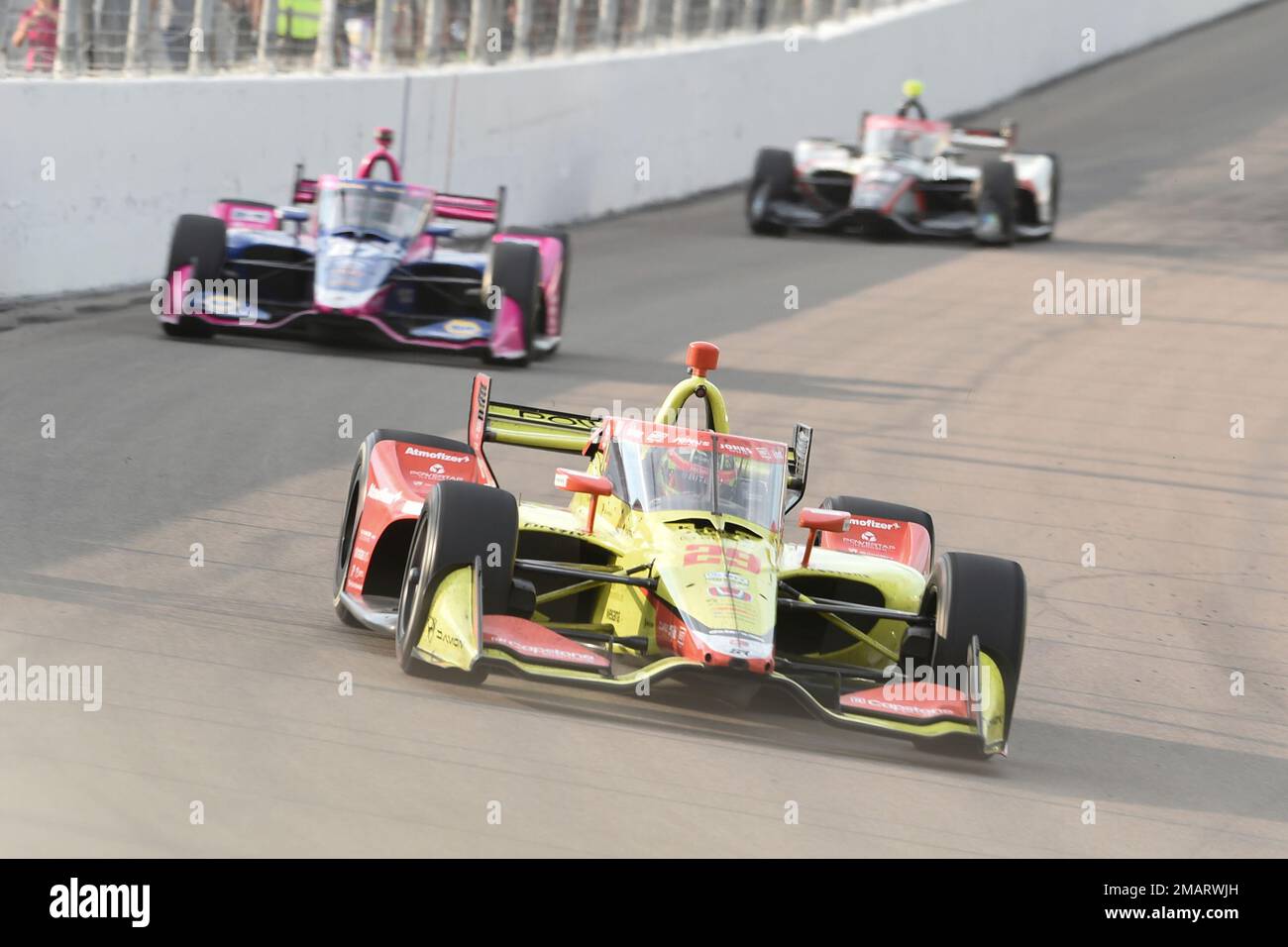 Devlin DeFrancesco (29) drives during an IndyCar auto race at World ...