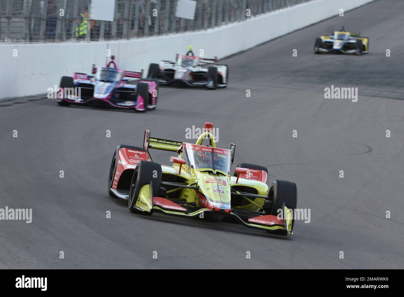 Devlin DeFrancesco (29) drives during an IndyCar auto race at World ...
