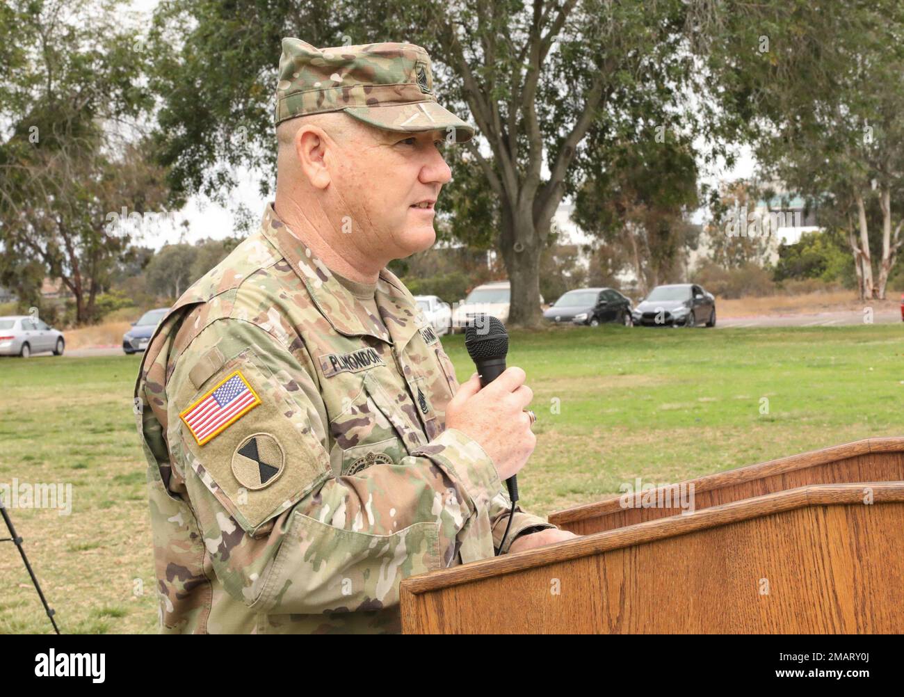 U.S. Army Command Sgt. Maj. Rodney Plamondon, CSM of the 79th Infantry ...