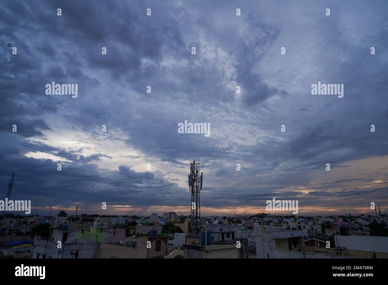 top view of city from terrace , raipur, chhattisgarh ,india, A ...