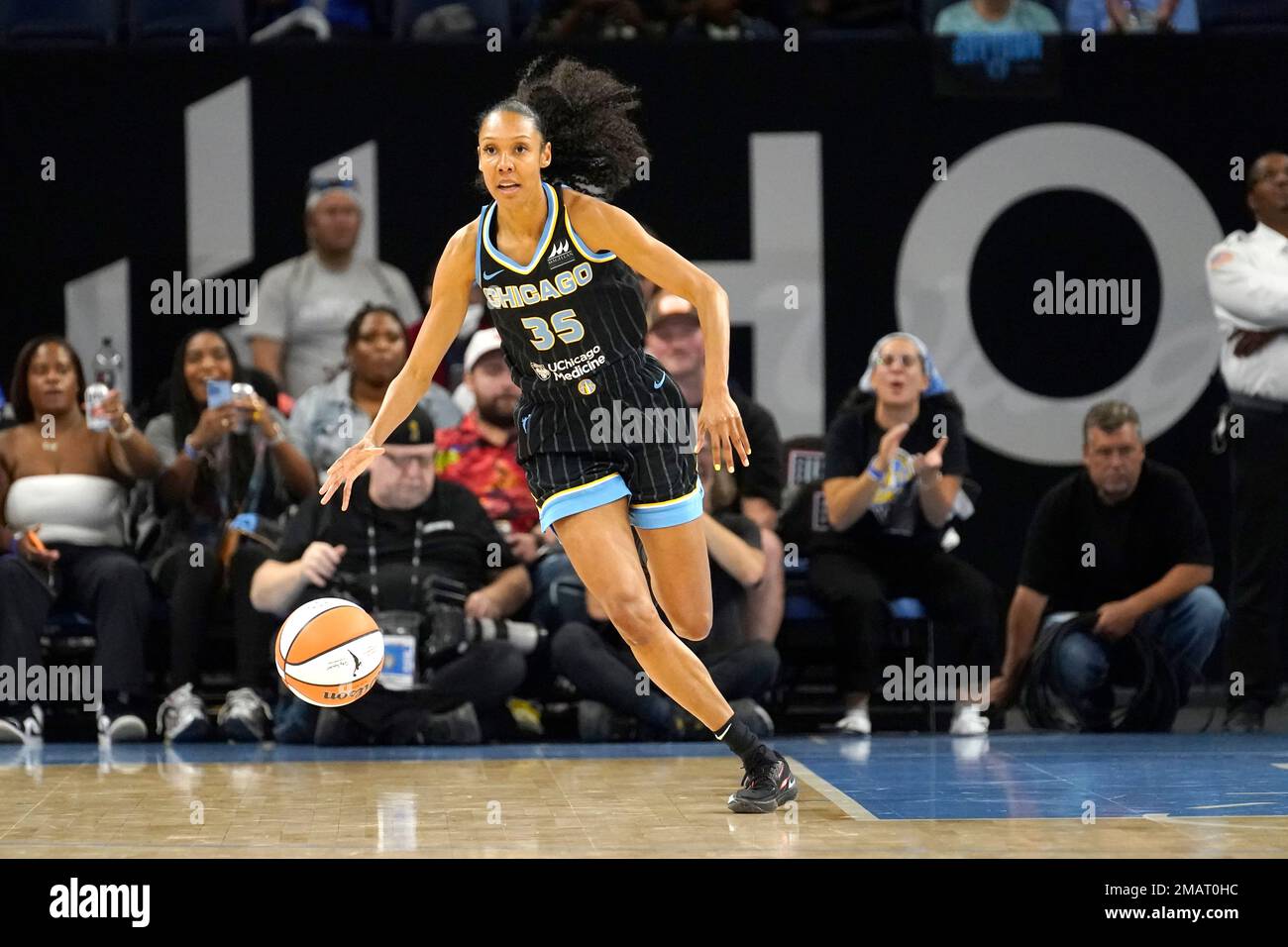 Chicago Sky's Rebekah Gardner advances the ball during the first half ...
