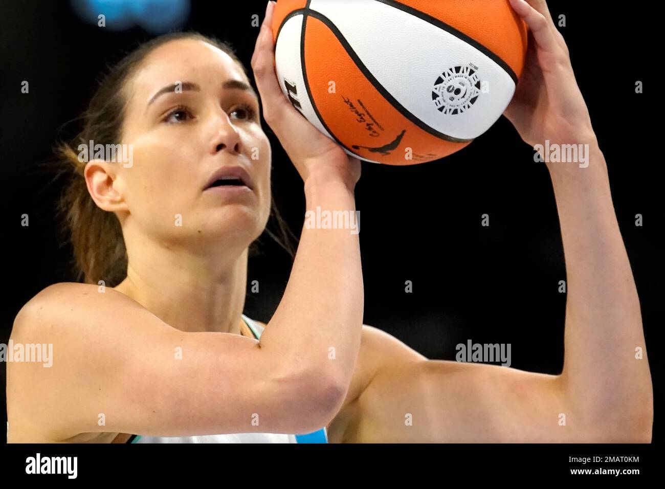 New York Liberty's Rebecca Allen eyes a free throw during the second ...