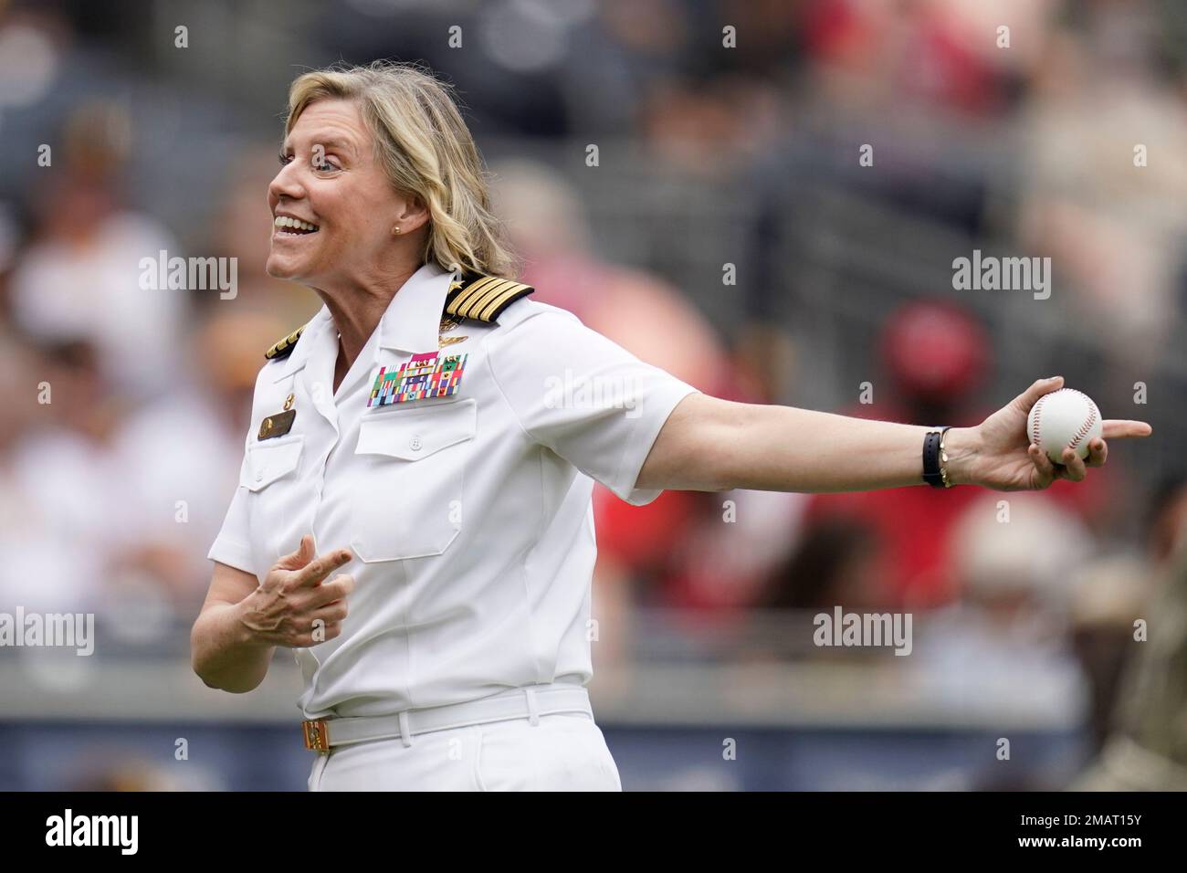 Navy Captain Amy Bauernschmidt, Commanding Officer of the USS Abraham ...