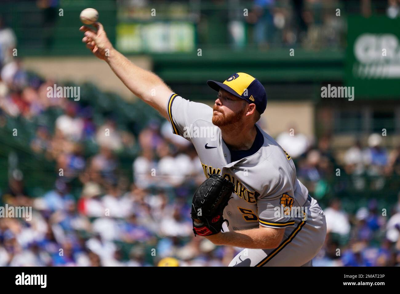 Milwaukee Brewers starting pitcher Brandon Woodruff throws against the ...