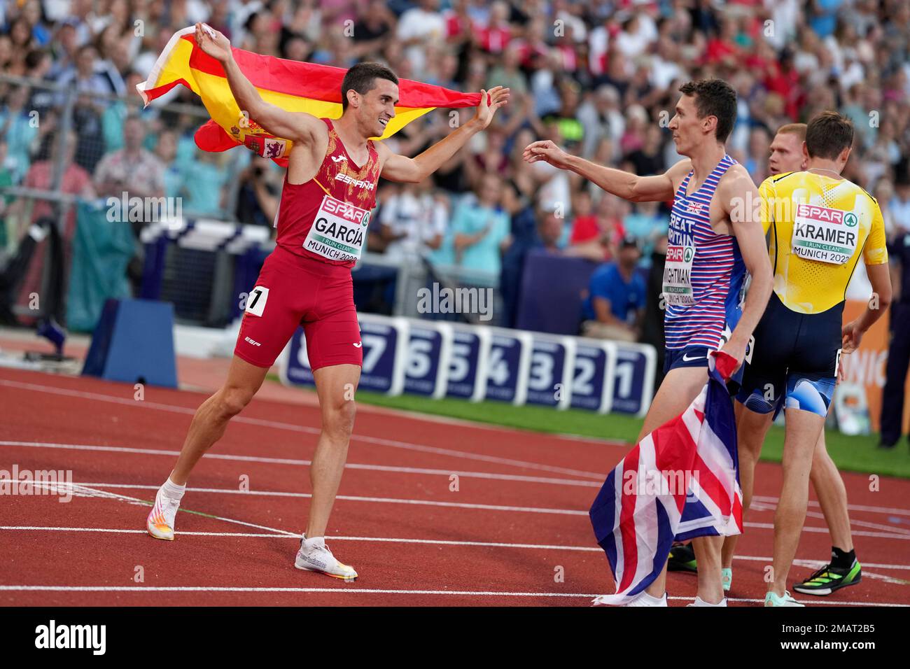 Gold medalist Mariano Garcia, of Spain, left, and silver medalist Jake ...