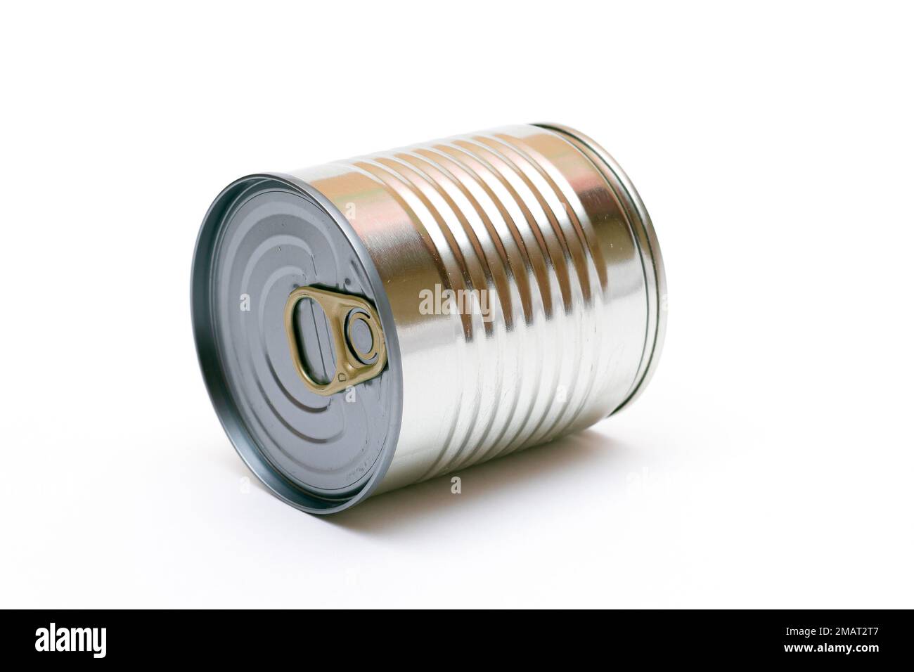 Unopened Tin Can with Blank Edge on White Background. Canned Food ...