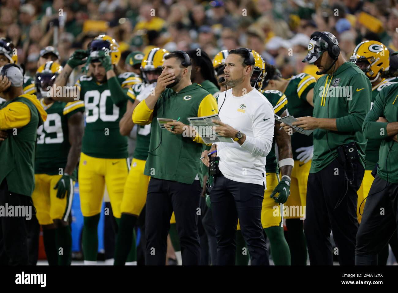 Green Bay Packers head coach Matt LaFleur during a preseason NFL ...