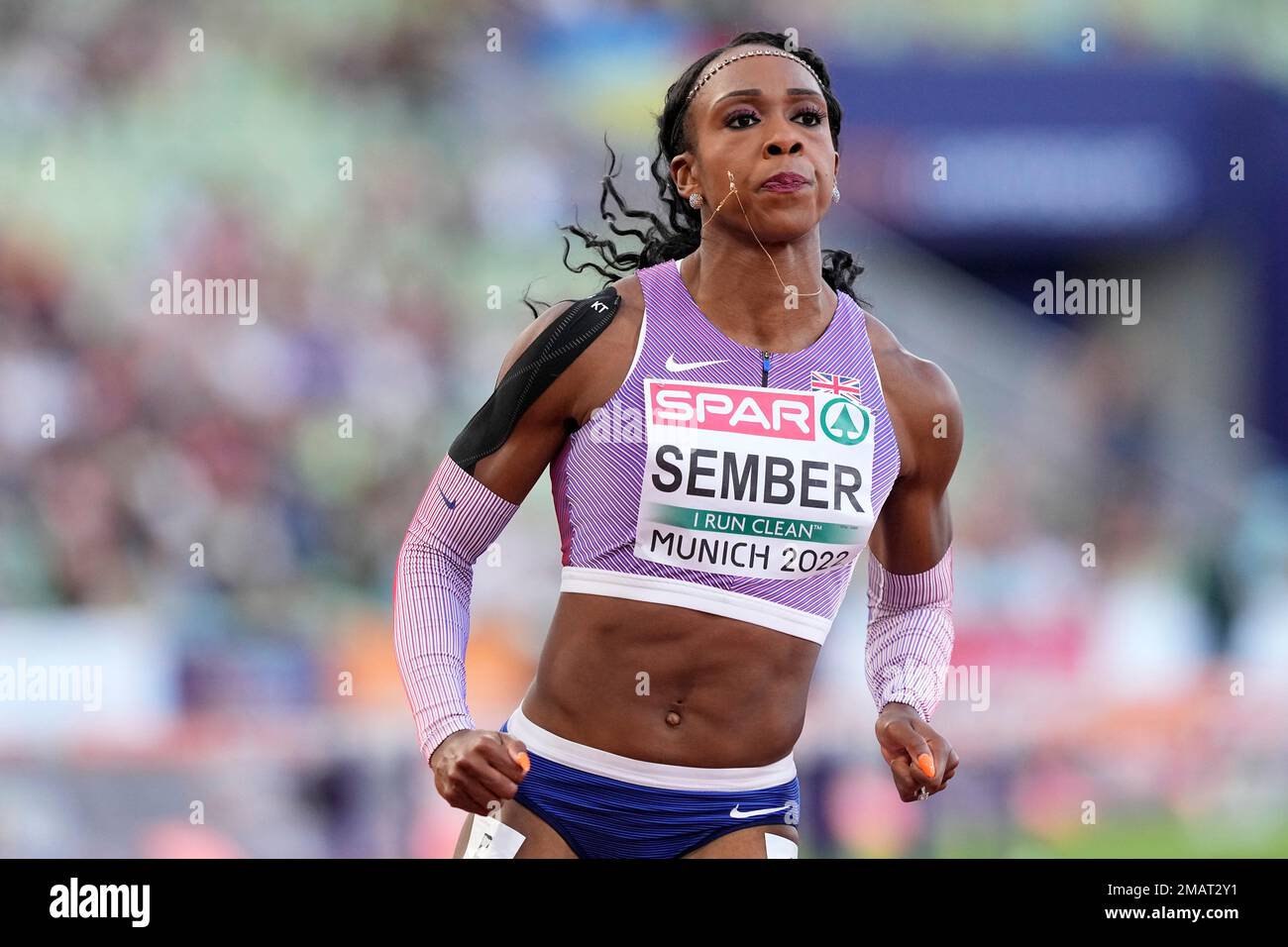 Cindy Sember, of Great Britain, wins a Women's 100 meters hurdles ...