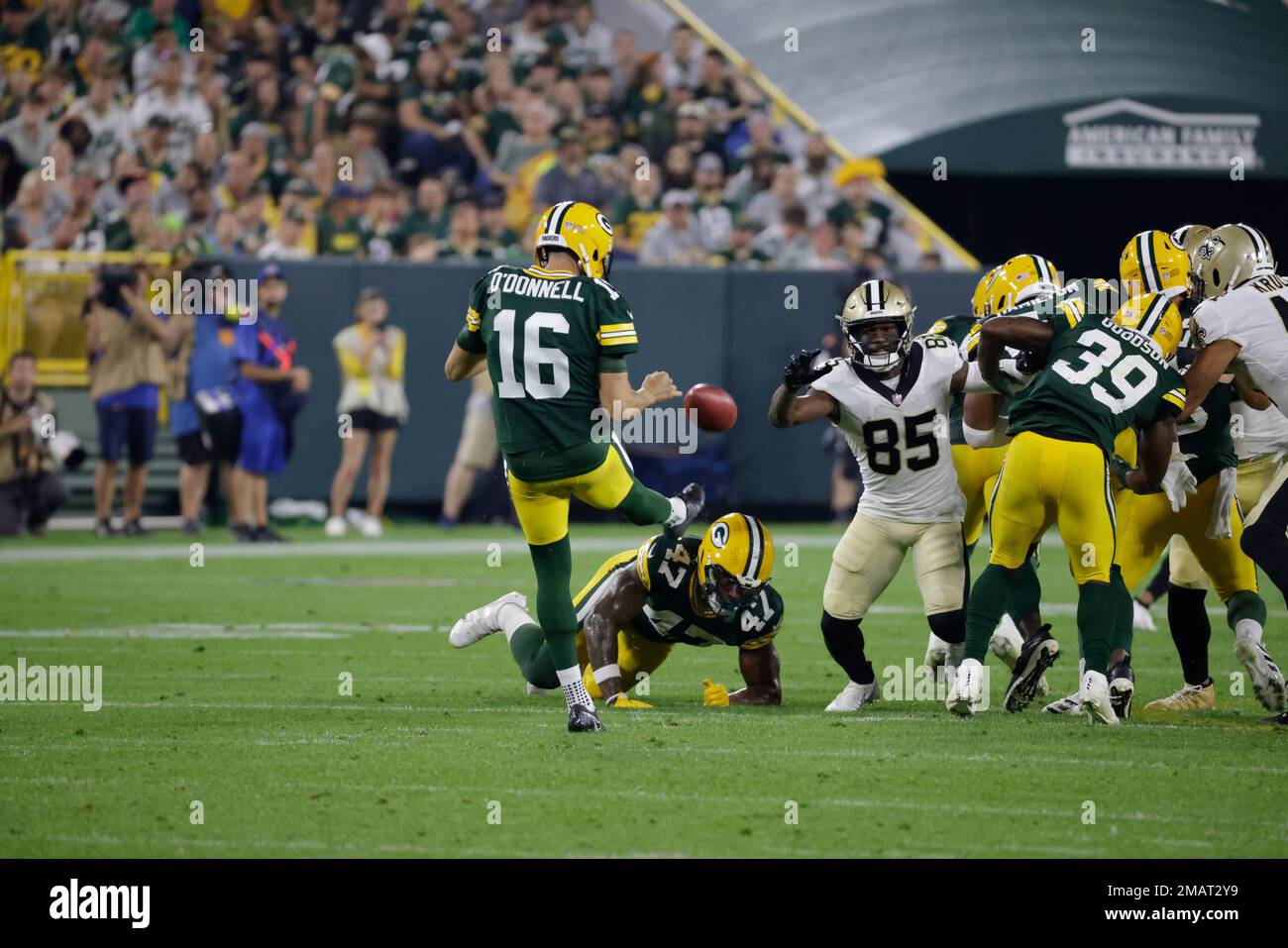 Green Bay Packers punter Pat O'Donnell during a preseason NFL football ...