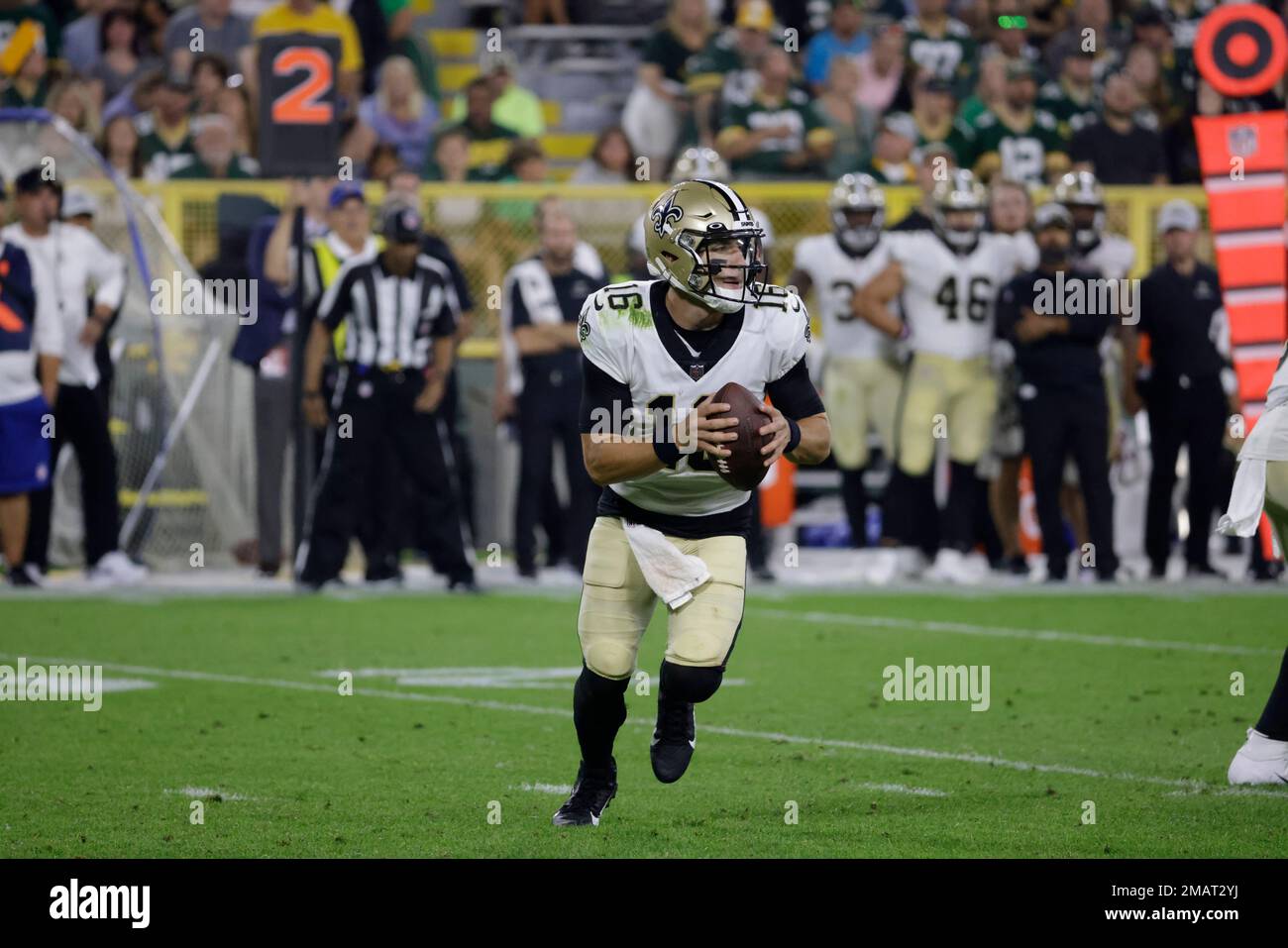 New Orleans Saints quarterback Ian Book (16) during a preseason NFL ...