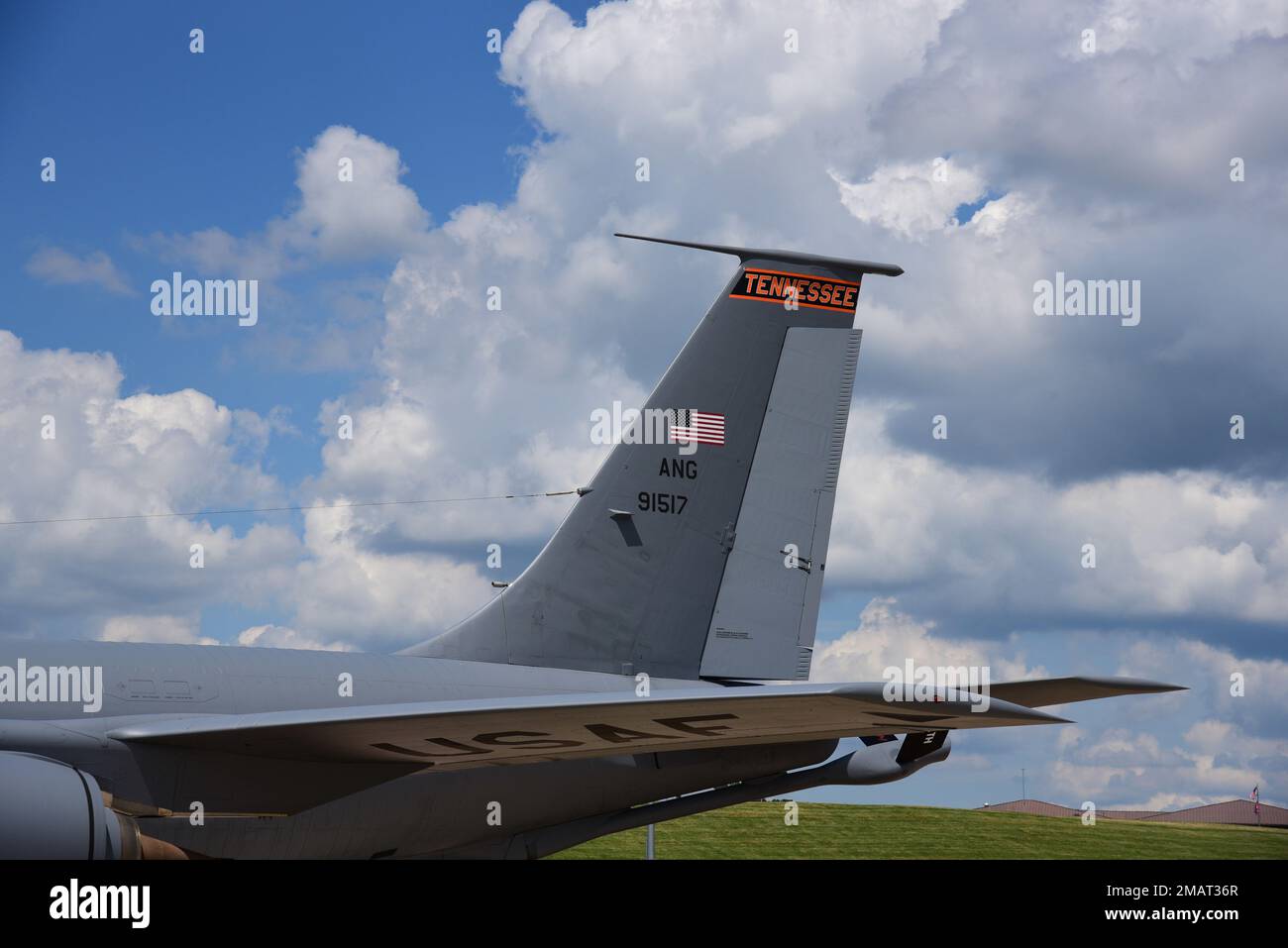 A KC-135R Stratotanker sits on the tarmac at the 134th Air Refueling ...