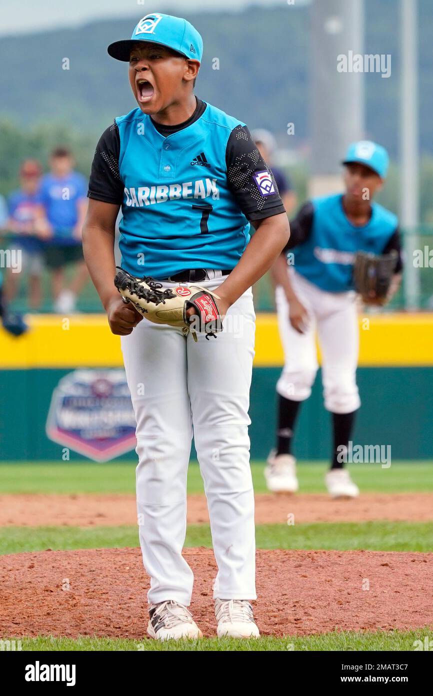 Curacao pitcher Jay-Dlynn Wiel (7) celebrates after striking out the ...