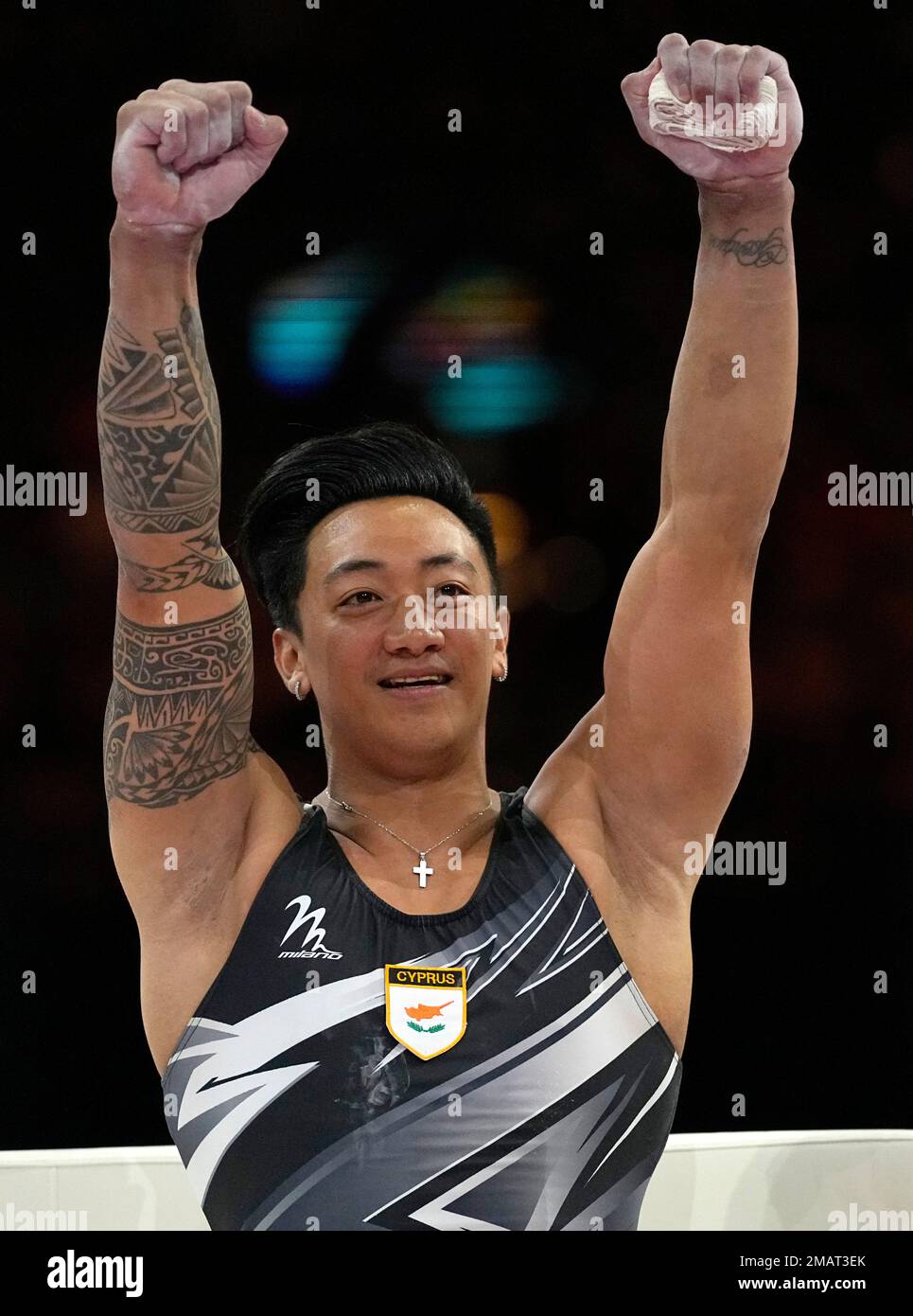 Cyprus's Marios Georgiou celebrates after winning a gold medal in the ...